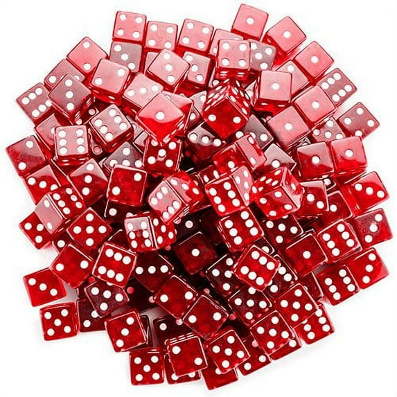 Brybelly Set of 100 Count 19mm Red Dice - Game Pack for Casino, Craps ...