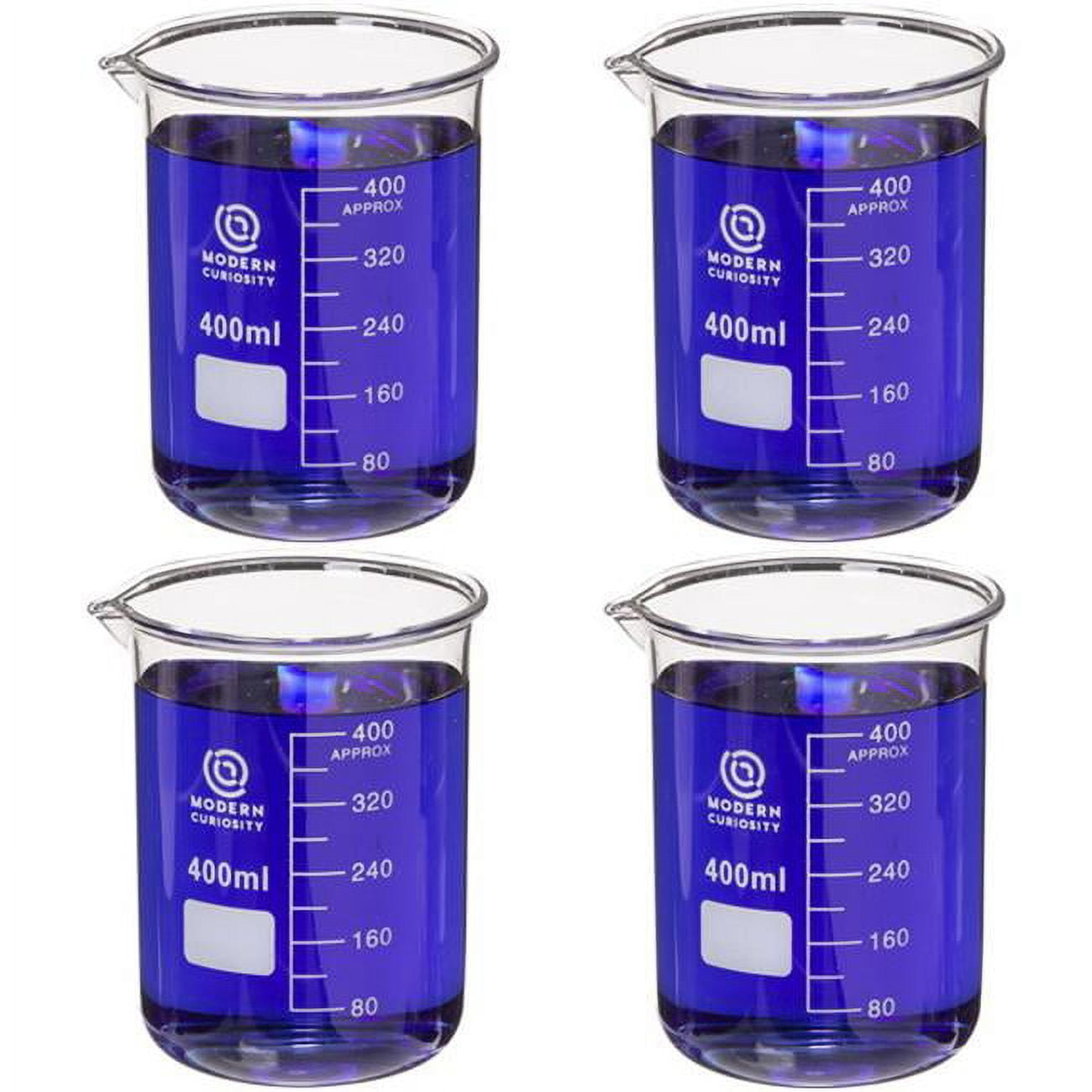 Modern Curiosity Glass Beakers, 400mL, Pack of 4, Borosilicate ...