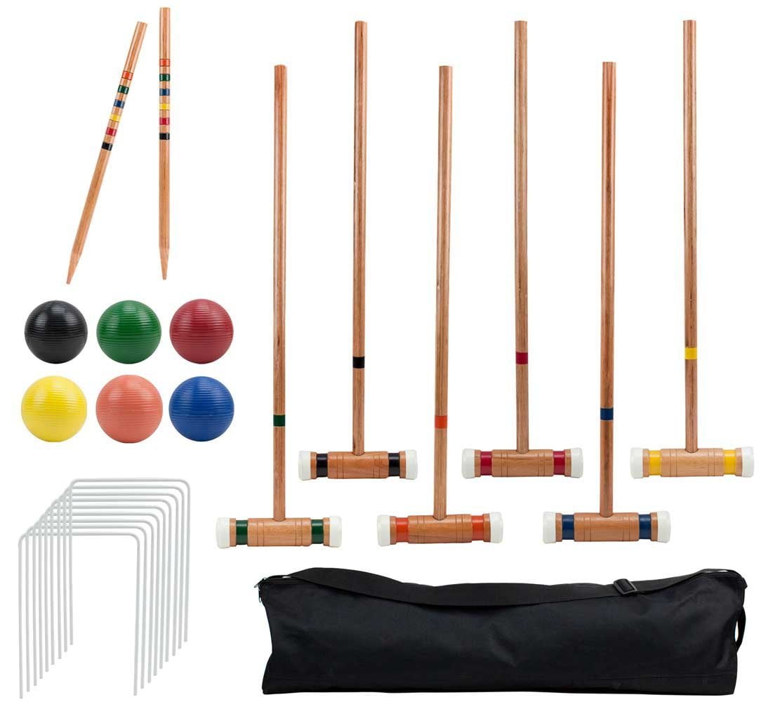 Brybelly 6 Player Outdoor Croquet Set with Deluxe Carrying Case ...