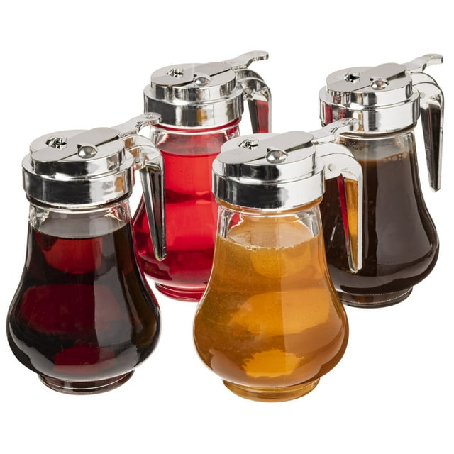 Brybelly 8 oz Glass Syrup Dispensers - Pack of 4, Honey Pour Container ...