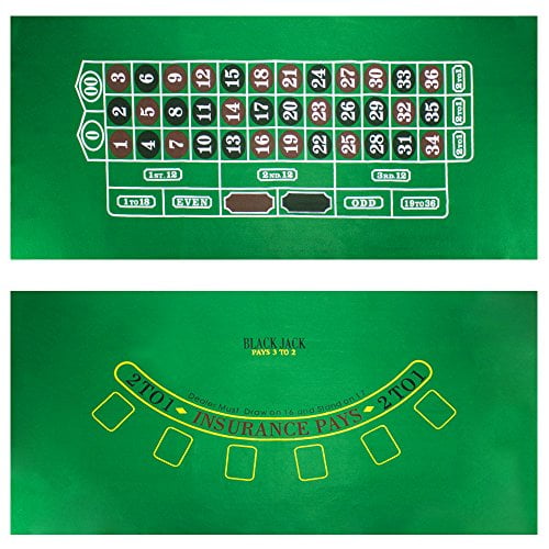Brybelly Blackjack & Roulette Casino Gaming Table Felt Layout, 36" x 72 ...