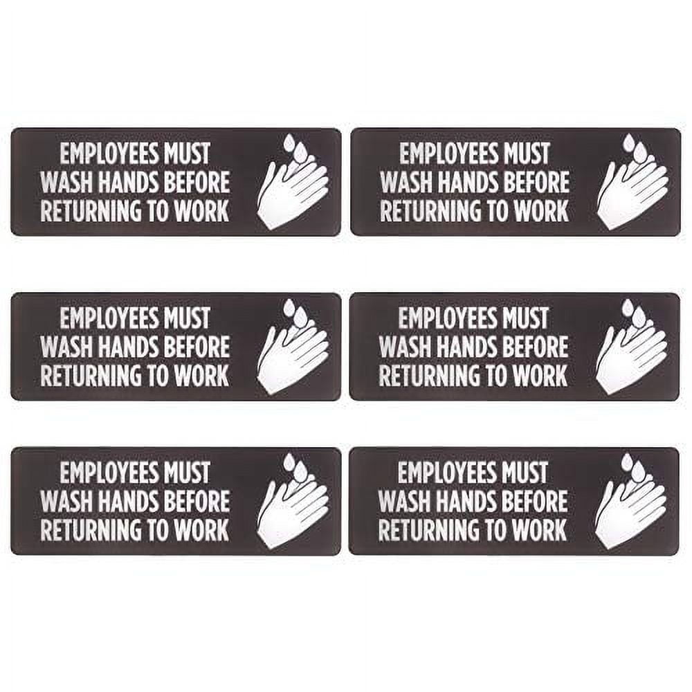 Brybelly Employees Must Wash Hands Self-Adhesive Sign 6pk Handwashing ...