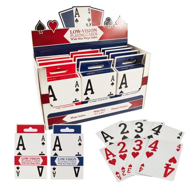 Brybelly Low-Vision Mega Index Playing Card, Red & Blue - 12 Decks ...