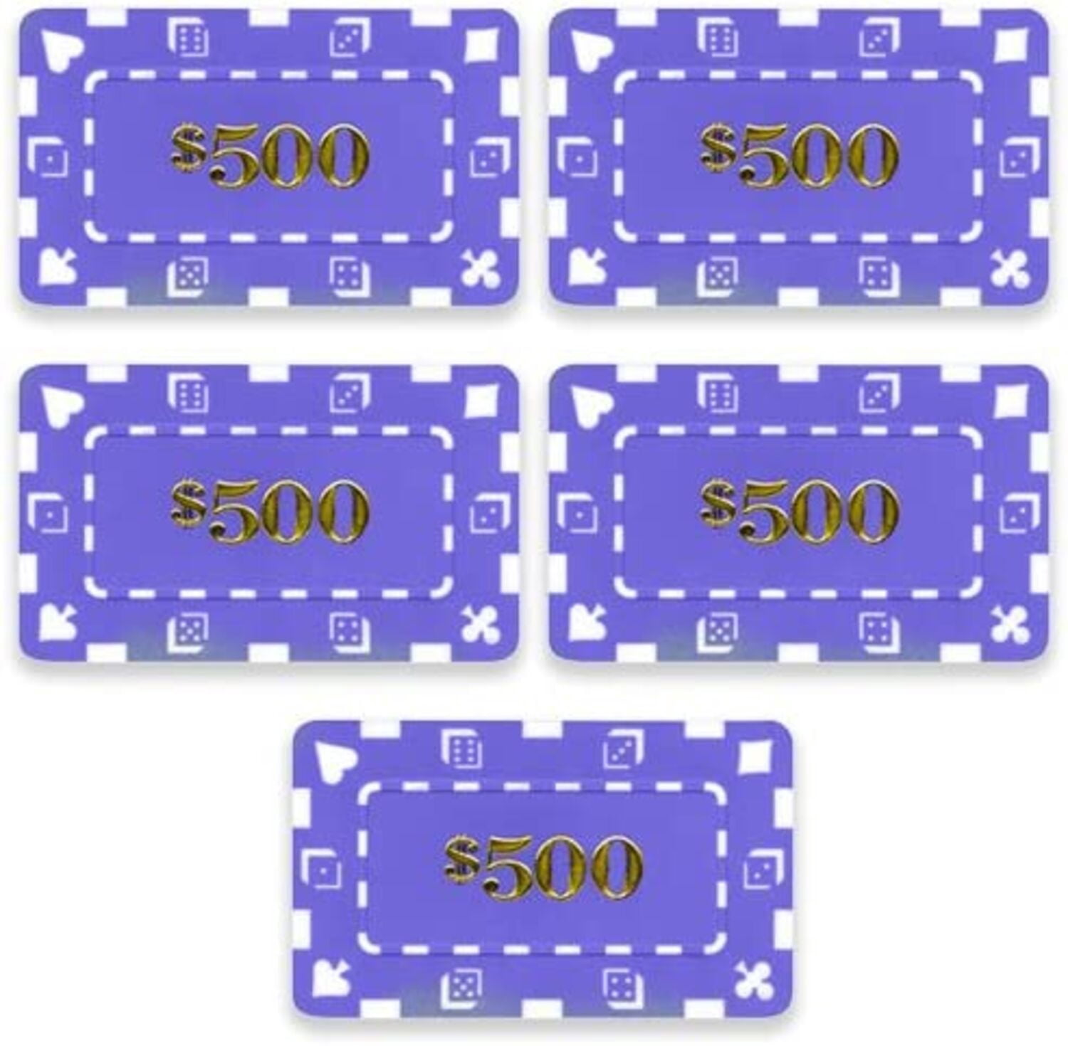 Brybelly Pack of 5 Denominated 3" x 1.75" European-Style Poker Plaques ...