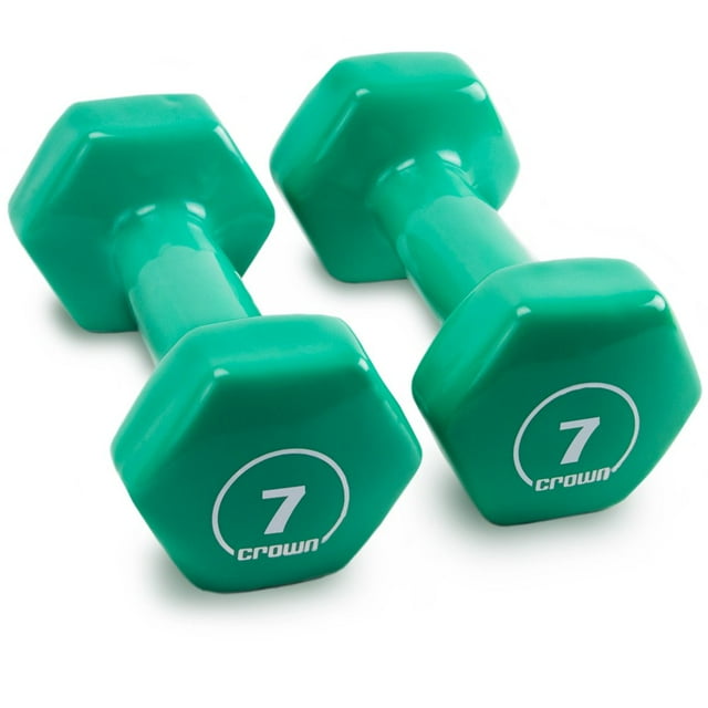 Brybelly Vinyl Hex 7 LB Weights, Hand Weights Dumbbells Set, Free ...