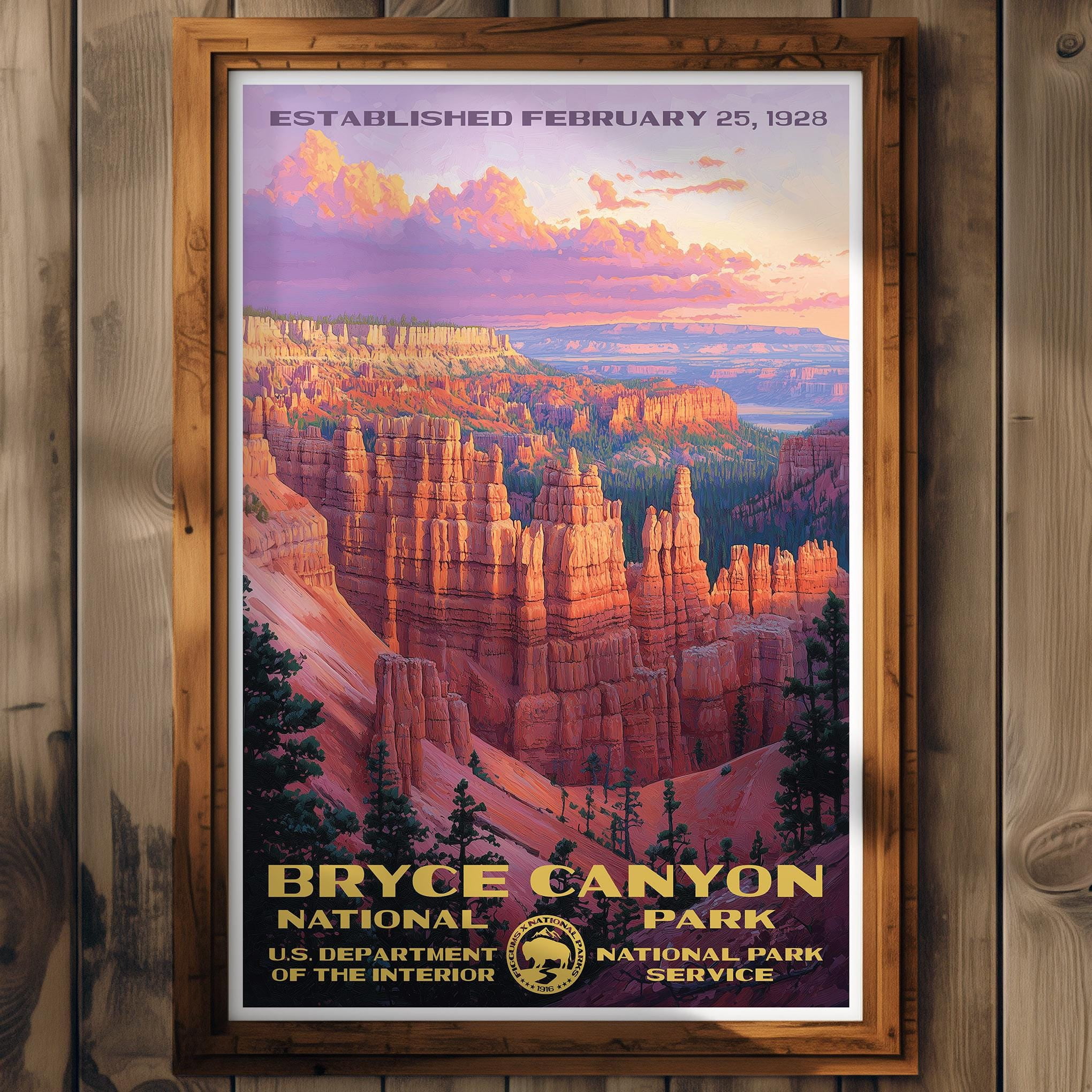 Bryce Canyon National Park Poster, Utah Travel Print, Wall Art Painting ...