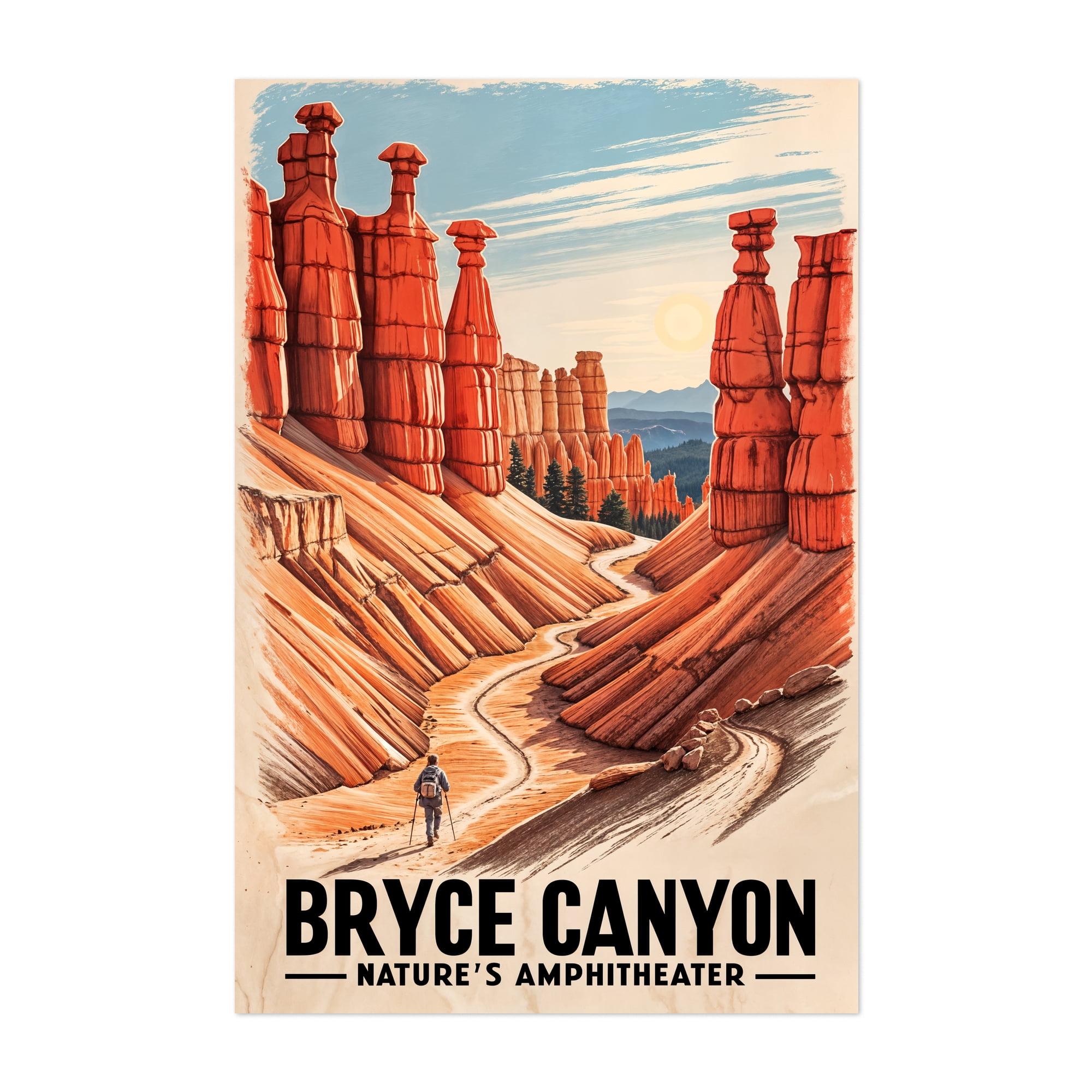 Bryce Canyon Poster: Vintage National Park Art - Utah Illustration ...