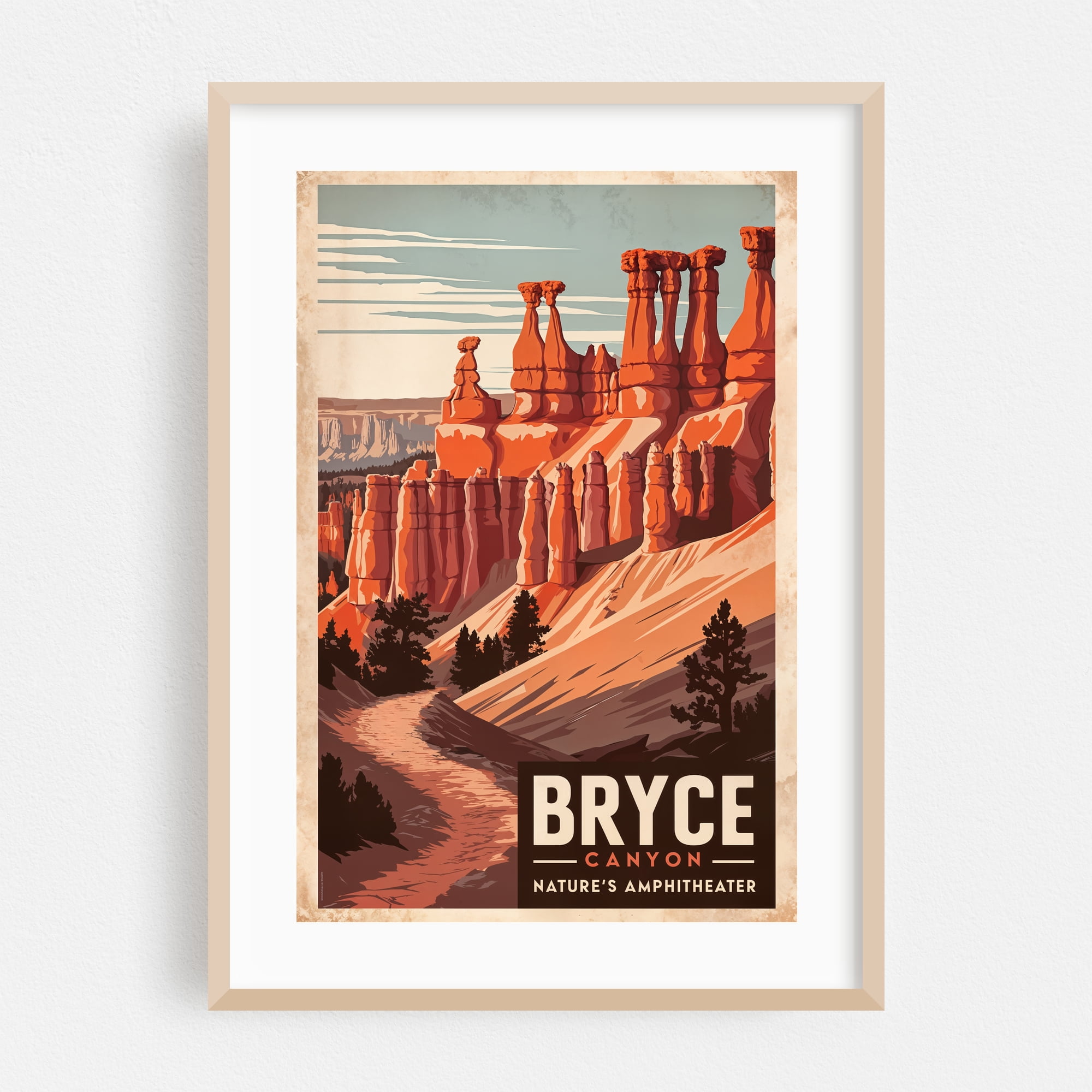 Bryce Canyon: Timeless Beauty in a Vintage Design - Utah Illustration Travel Poster Vintage ...