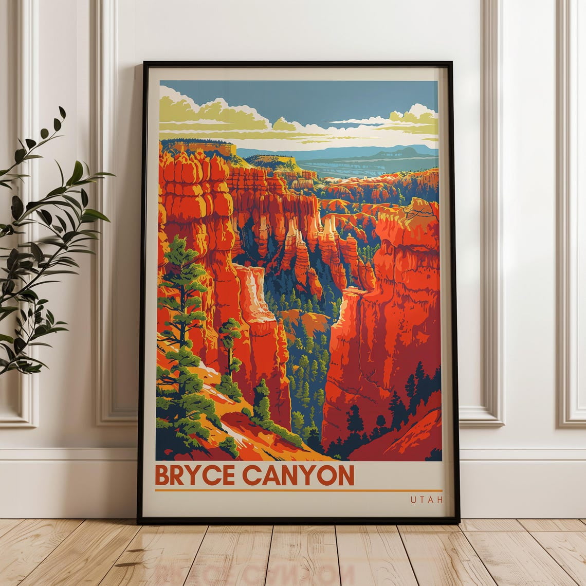 Bryce Canyon Travel Poster - Utah Wall Art Print, Illustration Poster ...