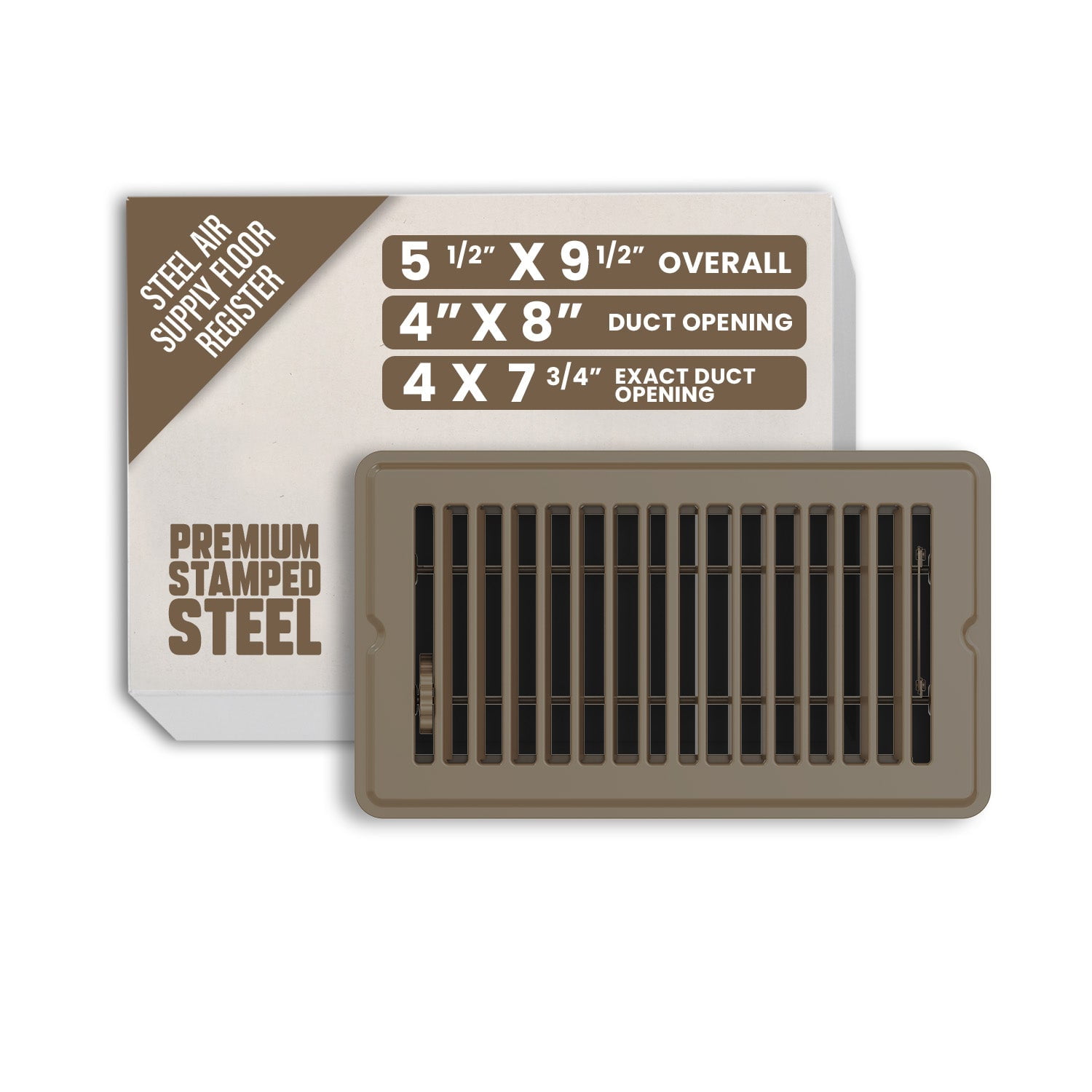 Bryce Hardware 4" x 8" Floor Register, Heavy Duty Steel, White, Air ...