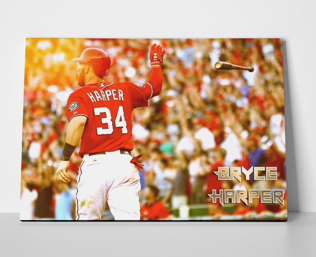 Bryce Harper Bat Flip Poster or Wrapped Canvas - Walmart.com