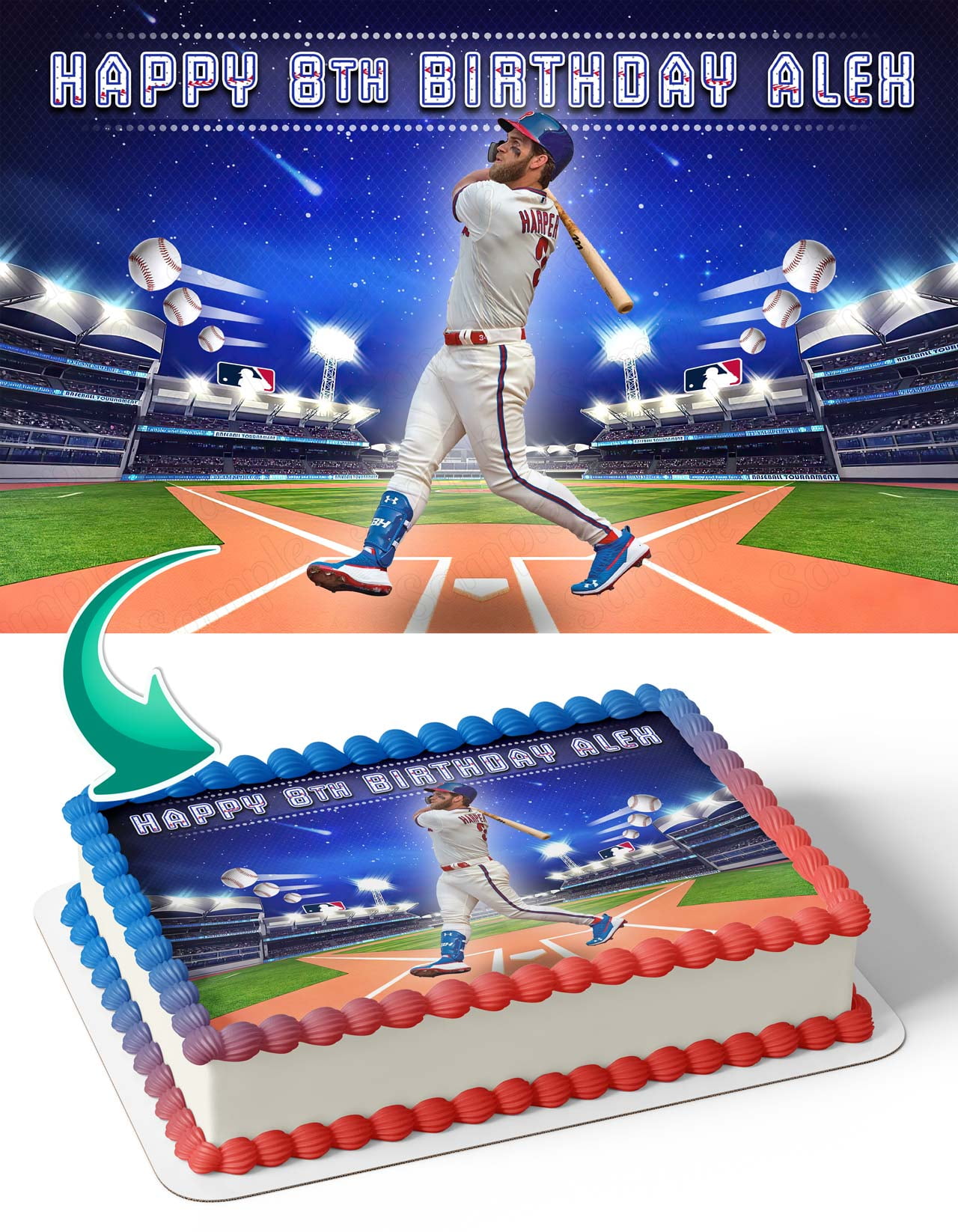 Bryce Harper Phillips Edible Image Cake Topper Birthday Sheet Banner 1/ ...
