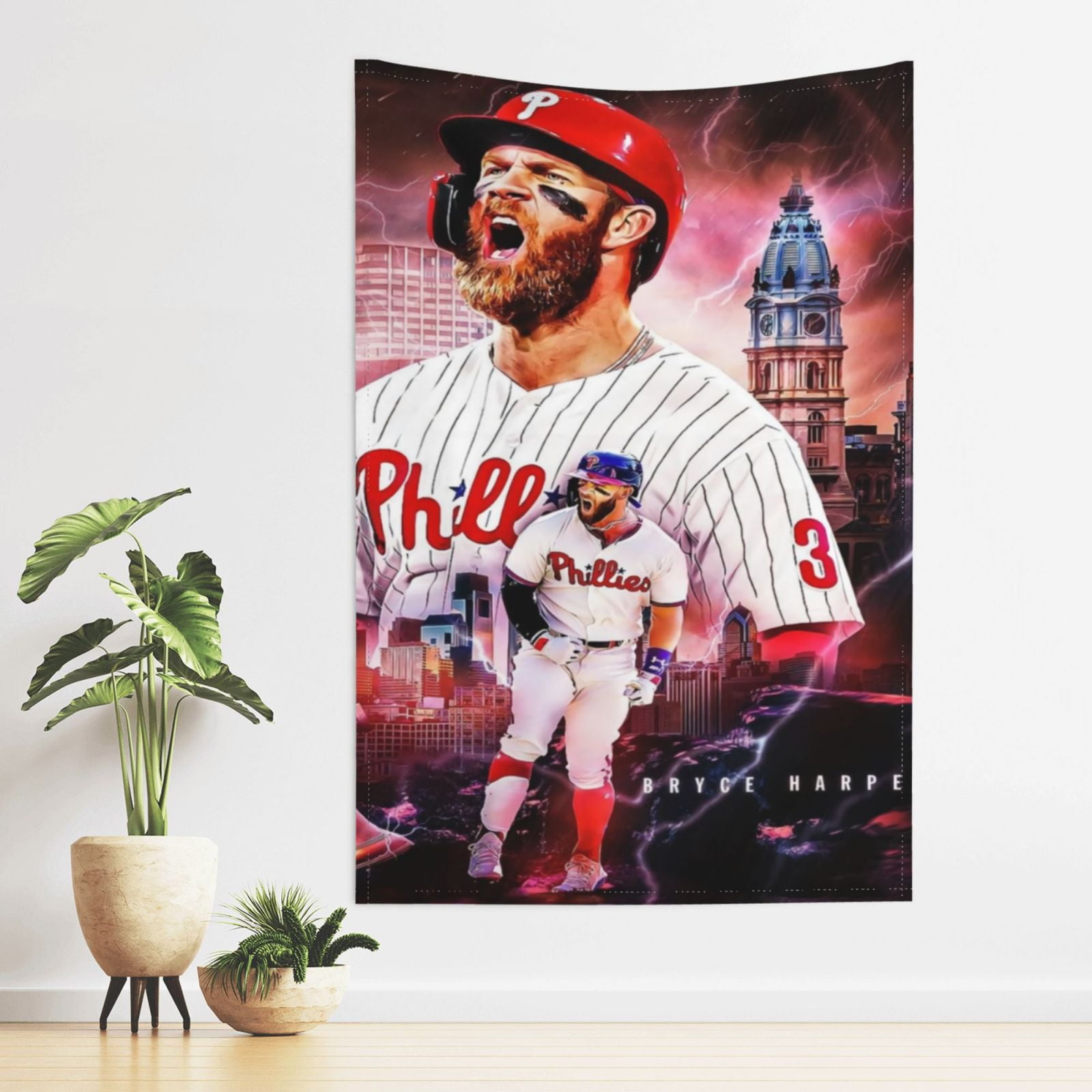 Bryce Harper Tapestry 60x40in Baseball Team Star Wall Decoration Tapestry Home Decoration ...