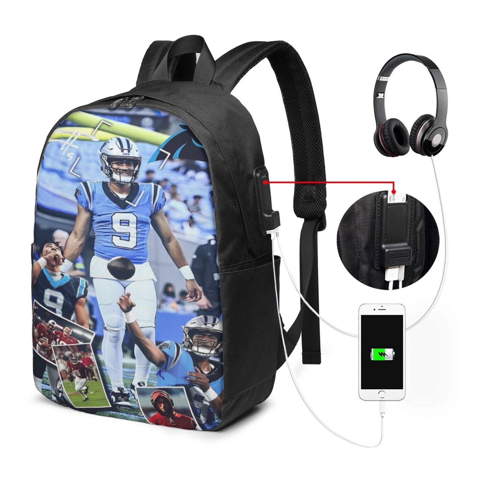 Bryce Young Custom Laptop Backpack, Football Team Logo Fan Backpack ...