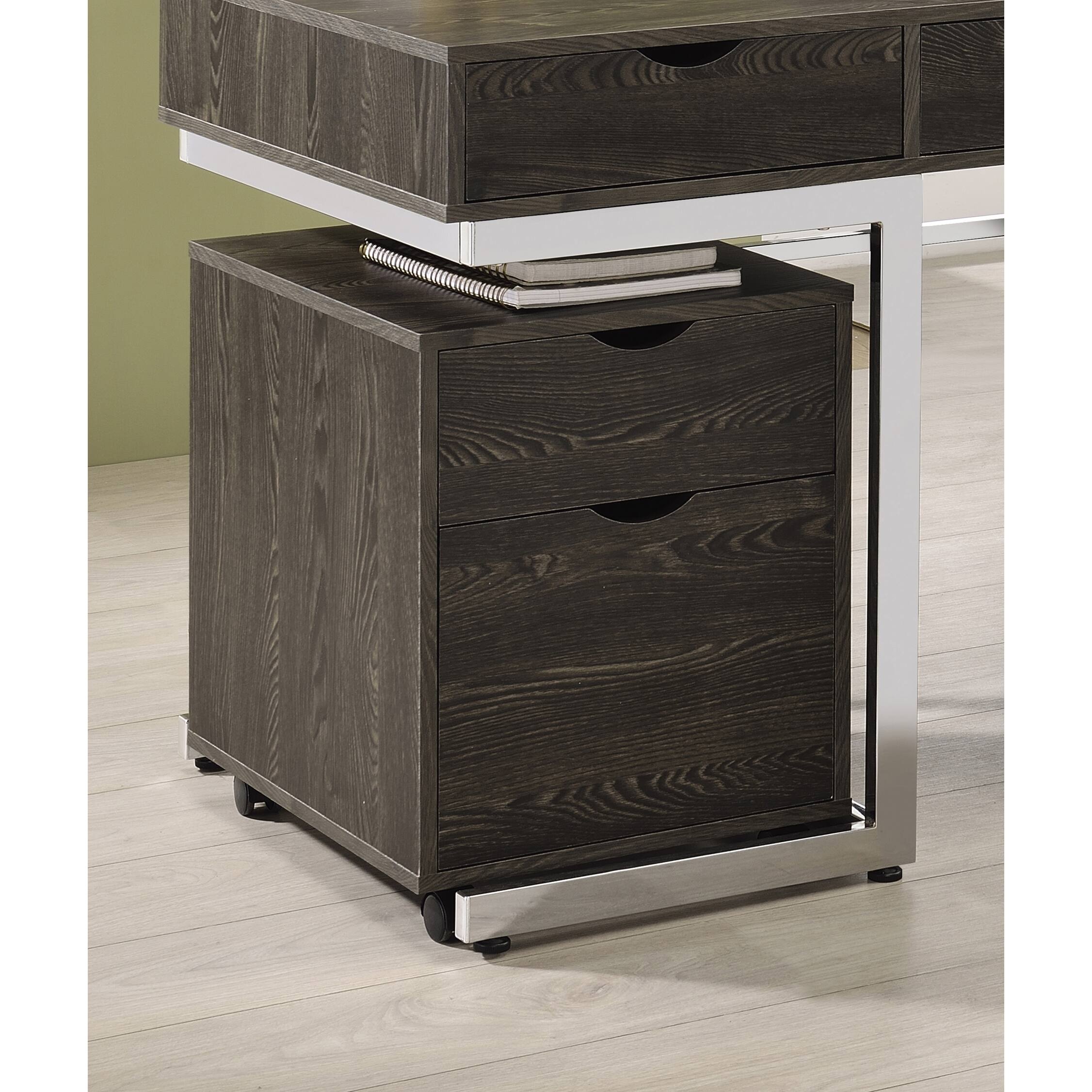 Bryceton Dark Oak 2-drawers File Cabinet with Casters - Walmart.com