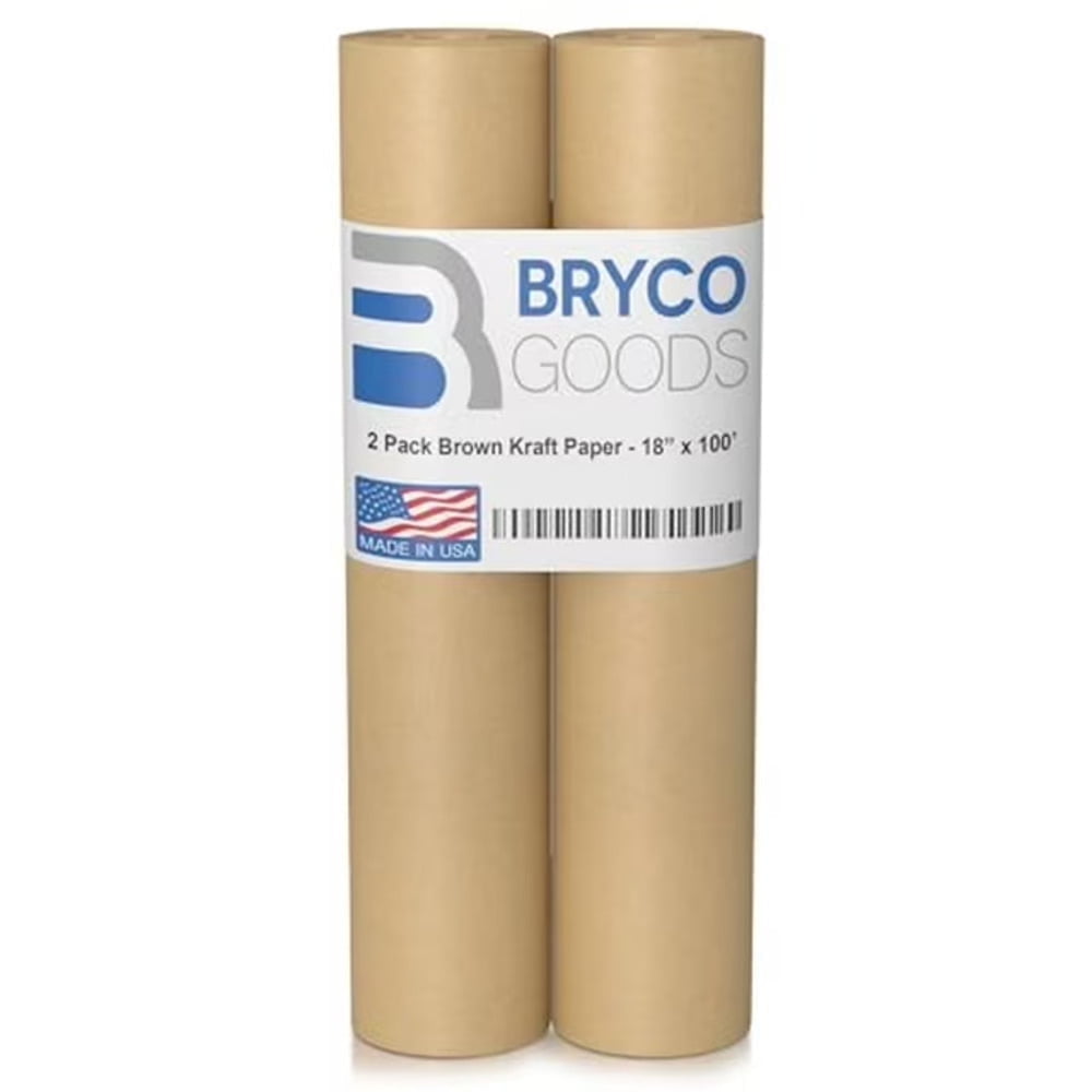 Bryco Goods (Pack of 2) Brown Kraft Paper Rolls - 18 Inch x 100 Feet ...