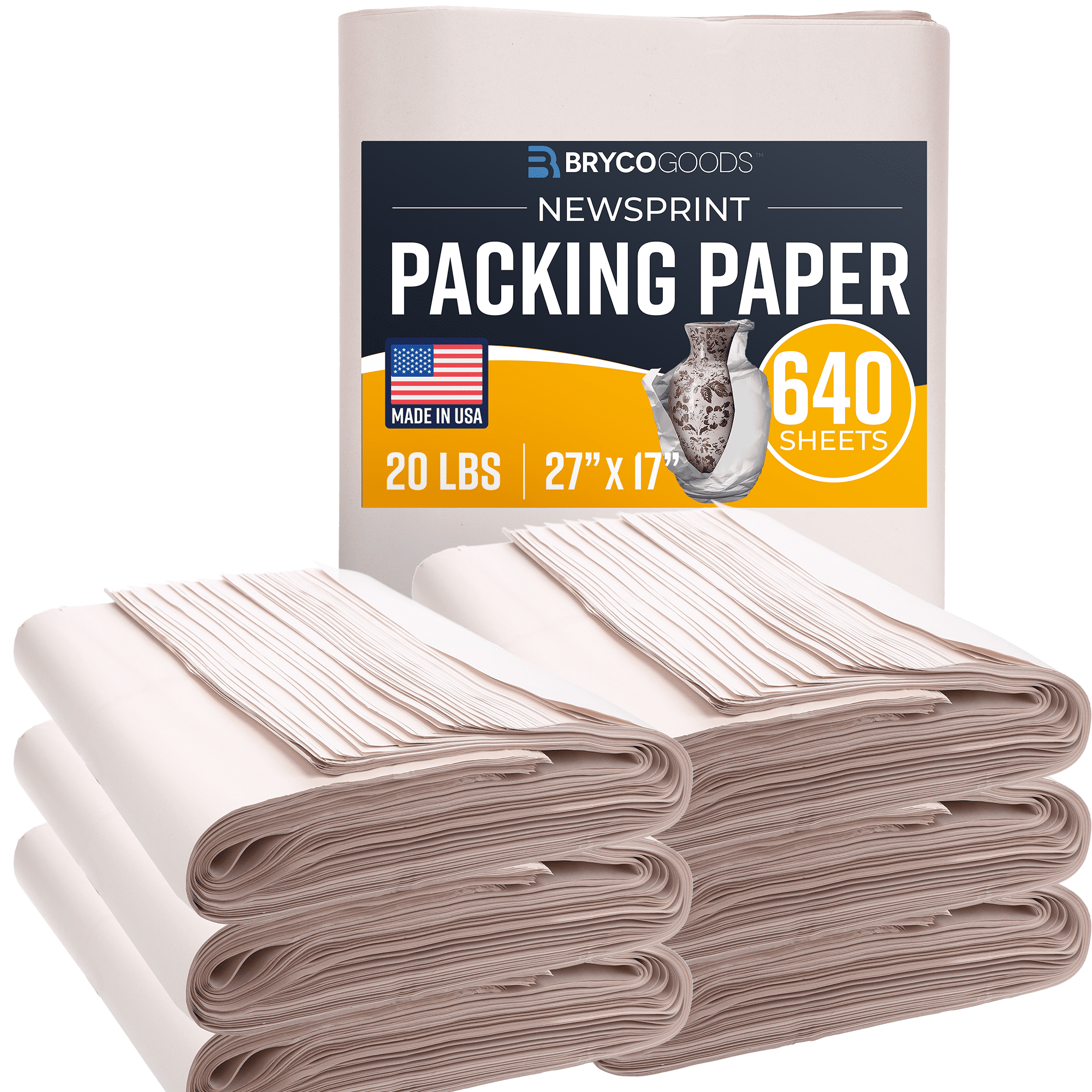 Bryco Goods' Versatile 640 Sheet Newsprint Packing Paper for Moving ...