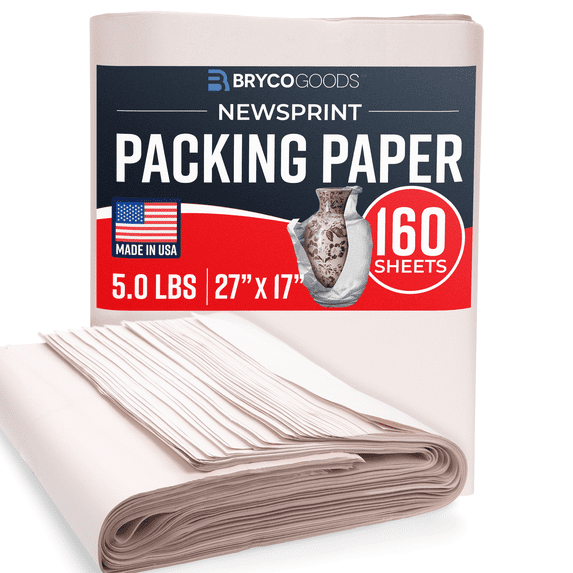 "Bryco Goods Newsprint Packing Paper - 5lb, 160 Sheets - 27"" x 17 ...