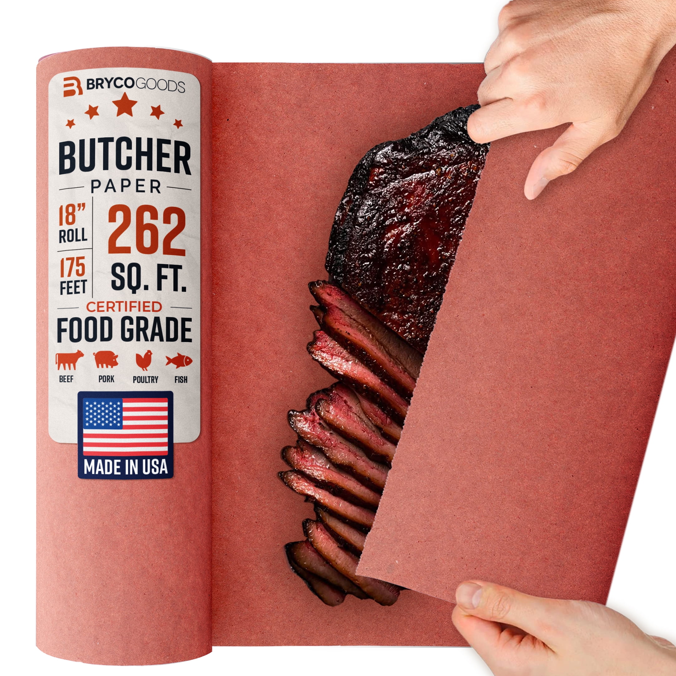 Bryco Goods Pink Butcher Paper Roll - 18 Inch x 175 Feet - Food Grade ...
