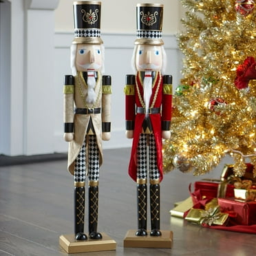 Glitzhome 36"H Large Christmas Vintage Wooden Nutcracker, Drummer in ...