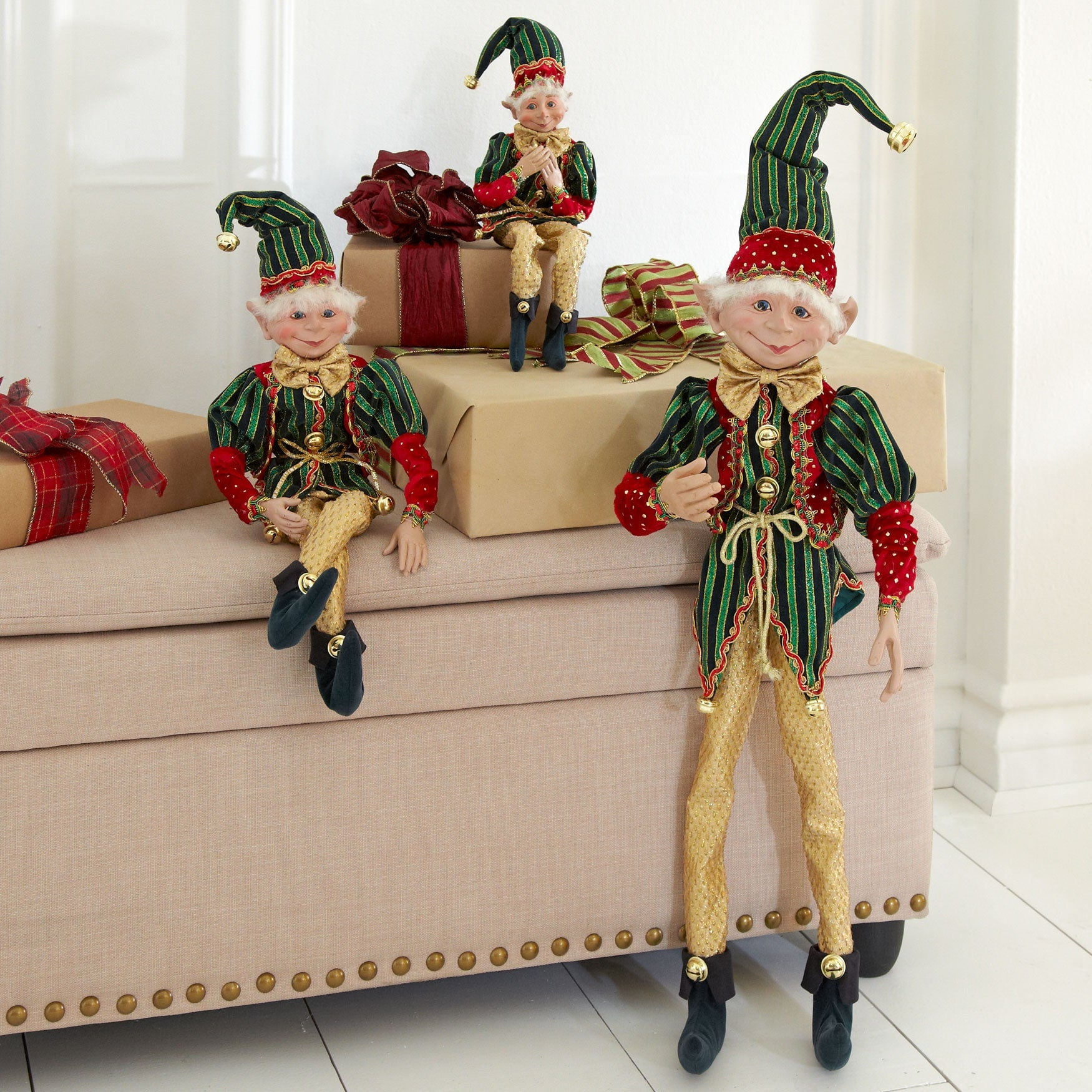 "BrylaneHome 38""H Posable Christmas Elf, Indoor Shelf Standing ...