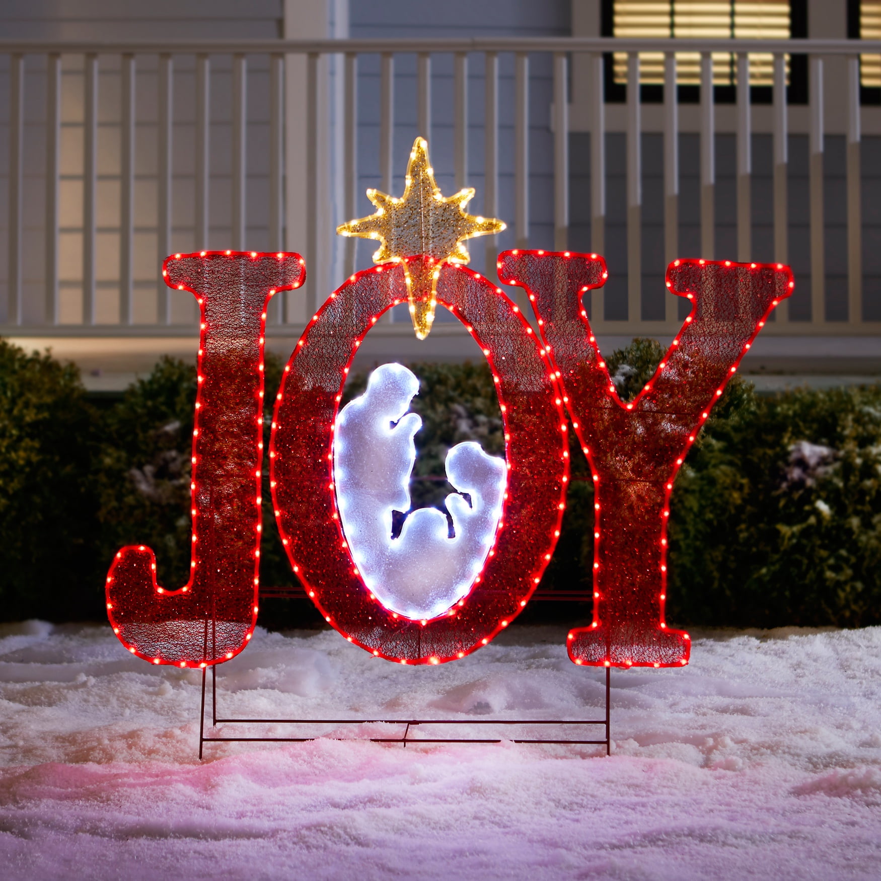 "BrylaneHome 45""H Pre-Lit 'Joy' Sign, Christmas Decor, Indoor ...