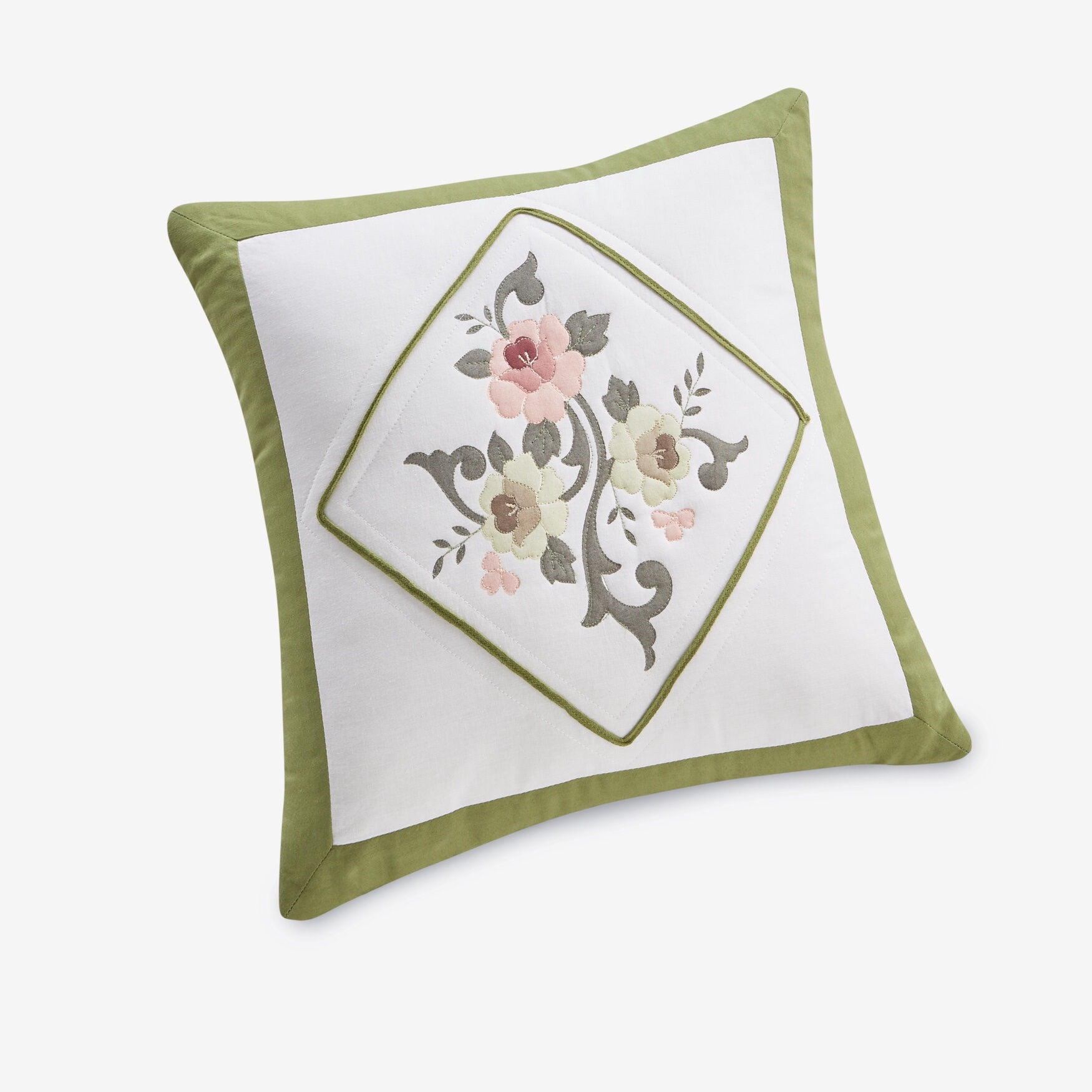 BrylaneHome Ava Embroidered Cotton 16" Square Pillow - Walmart.com