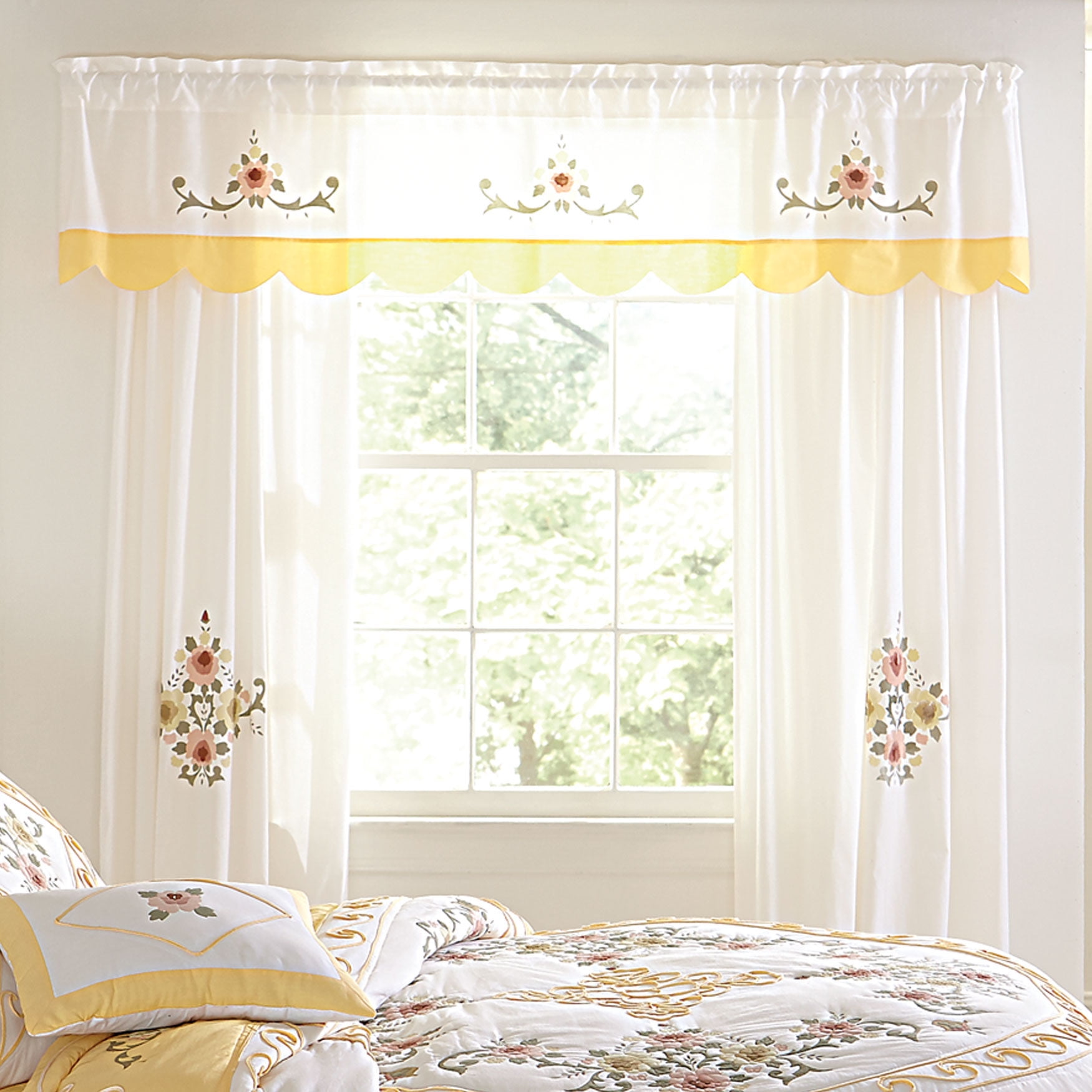 BrylaneHome Ava Embroidered Valance - Walmart.com