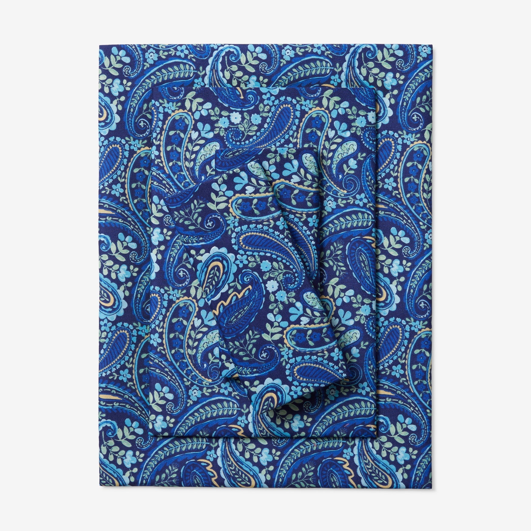 BrylaneHome Queen Bed Paisley Print Sheet Set - BH Studio, Navy ...