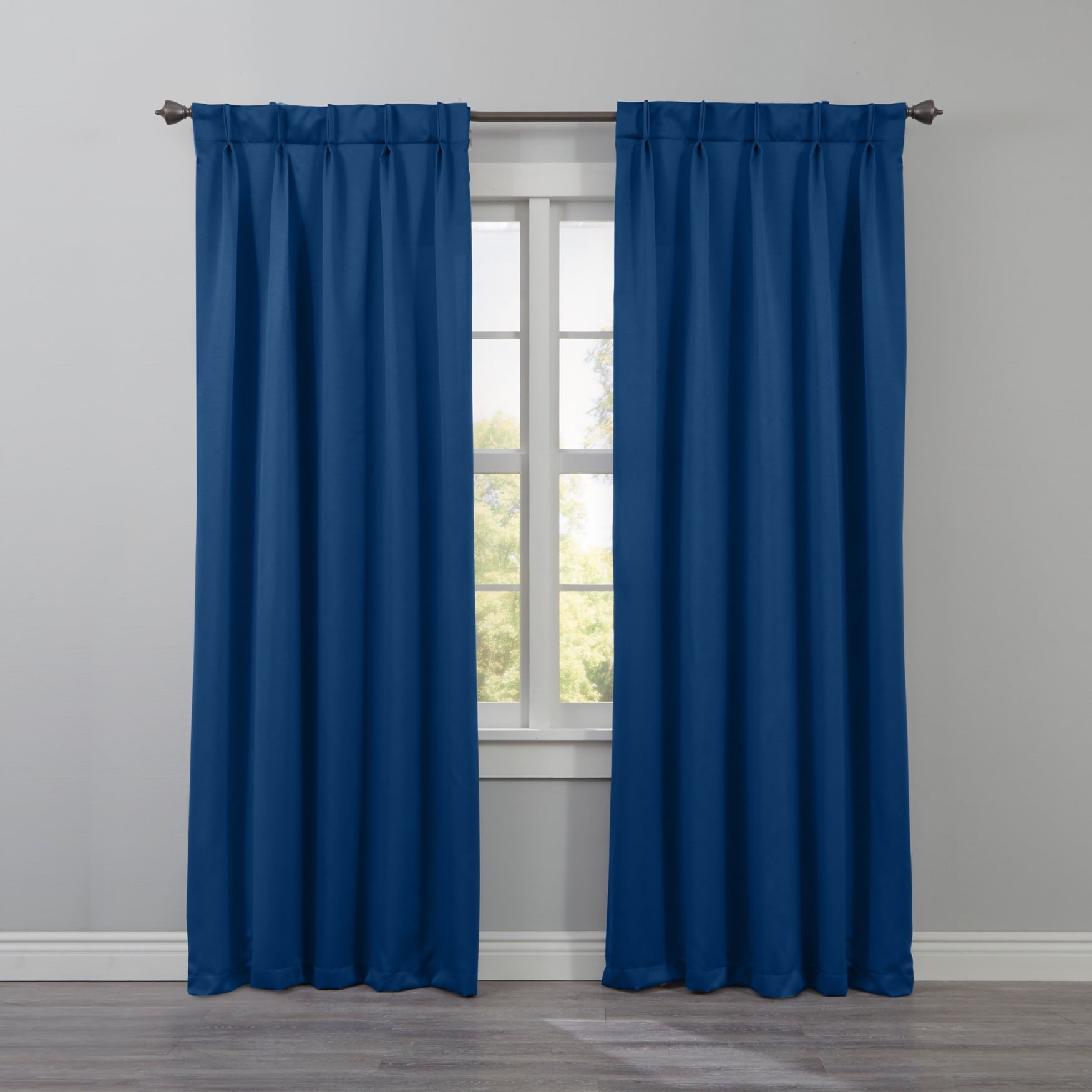 BrylaneHome Room-Darkening Pinch Pleat Panel, Sapphire, 35" W x 63" L ...