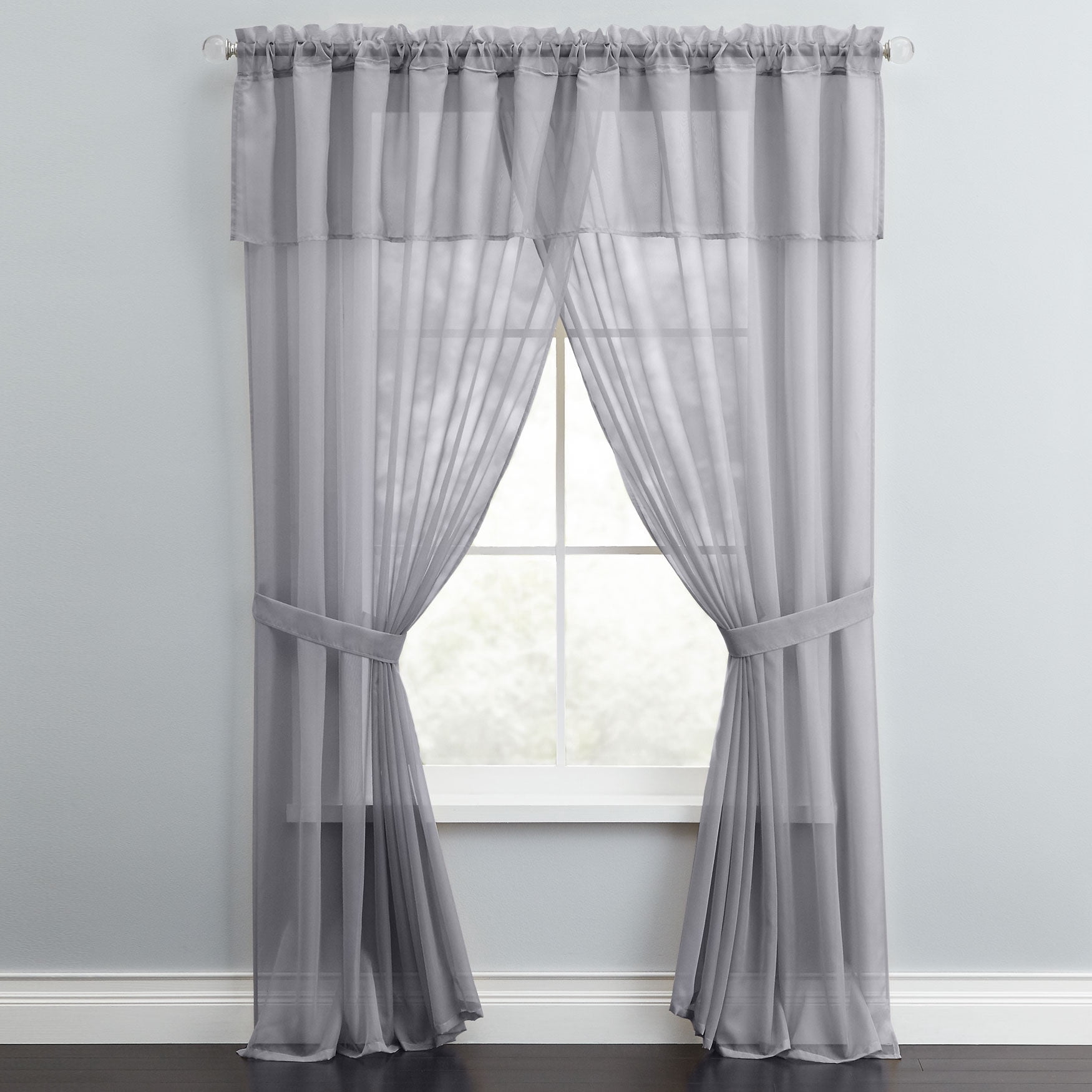 BrylaneHome BH Studio Sheer Voile 5 Piece One-Rod Curtain Set - Walmart.com