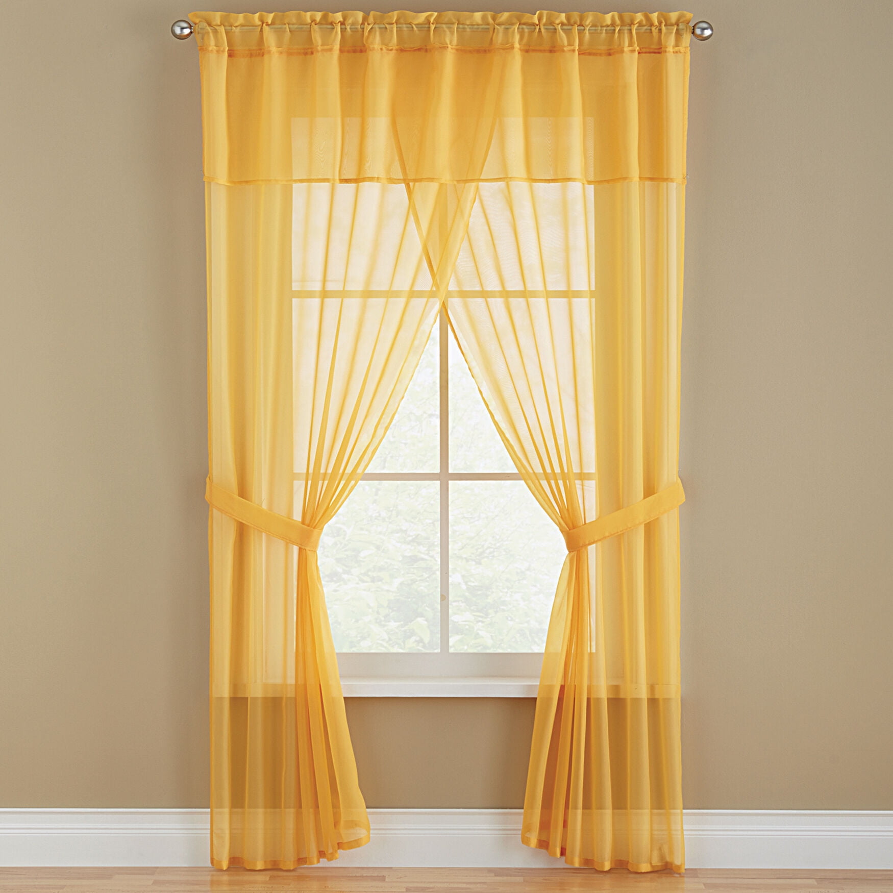 BrylaneHome BH Studio Sheer Voile 5 Piece One-Rod Curtain Set - Walmart.com