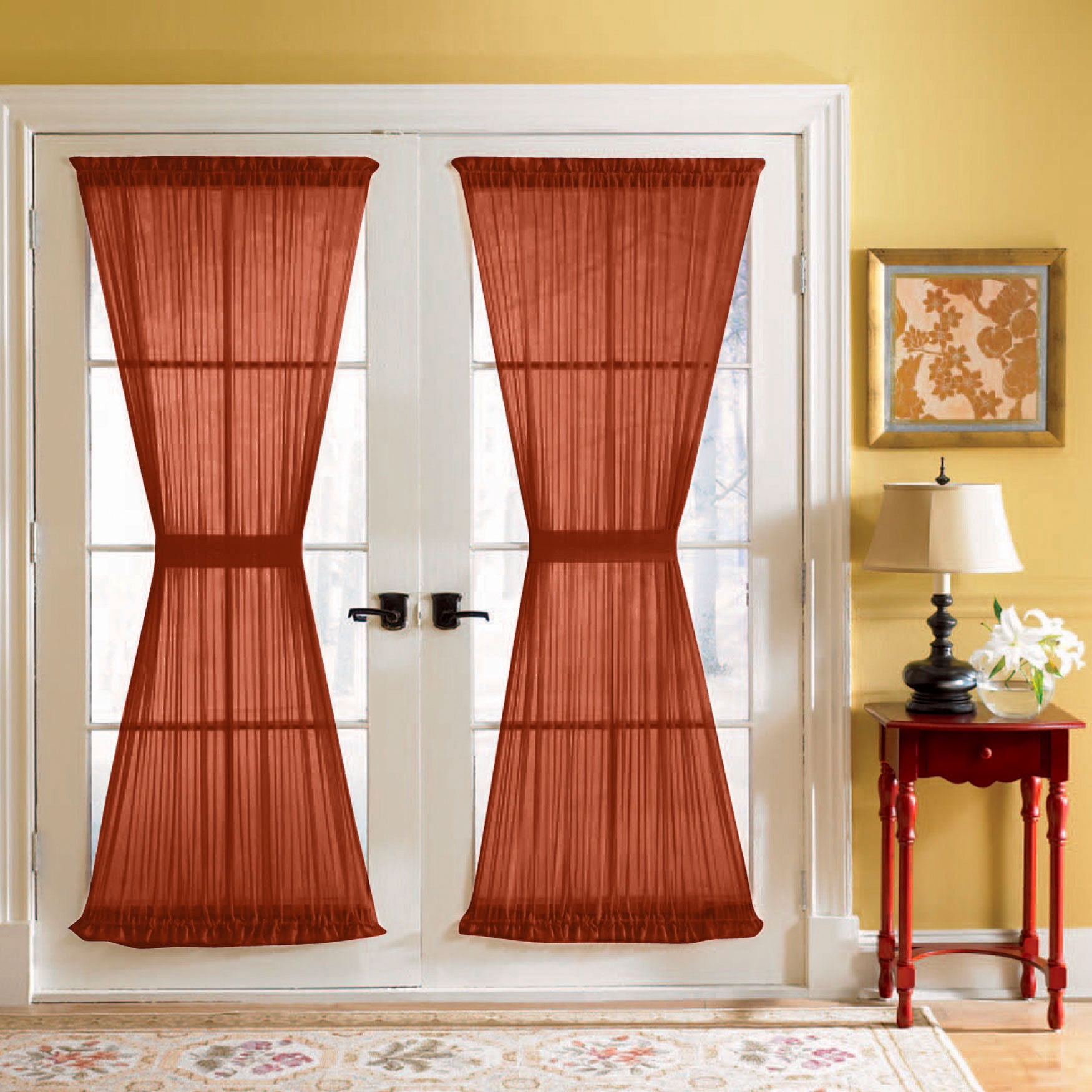 BrylaneHome BH Studio Sheer Voile Door Panel With Tiebacks - Walmart.com