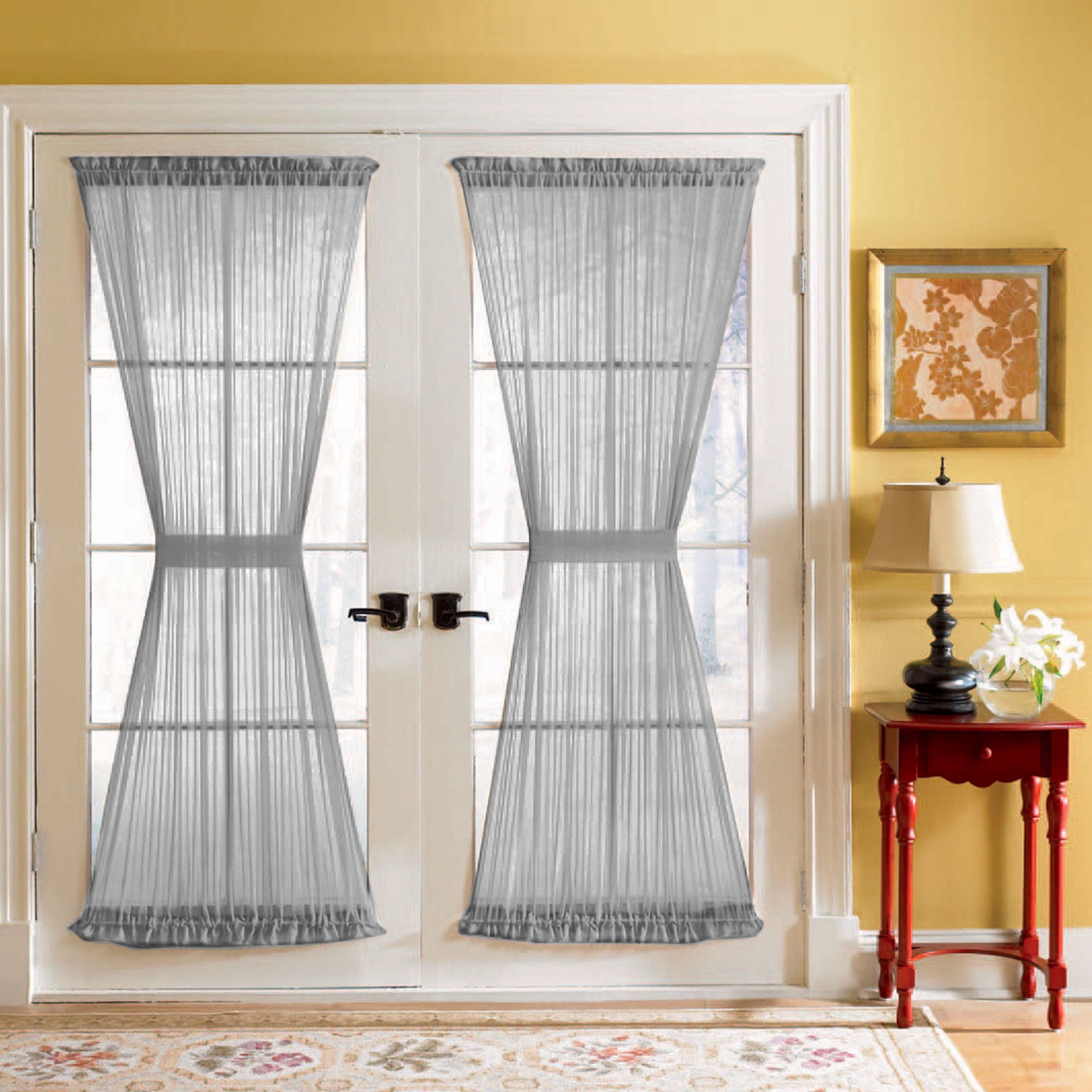 BrylaneHome BH Studio Sheer Voile Door Panel With Tiebacks - Walmart.com