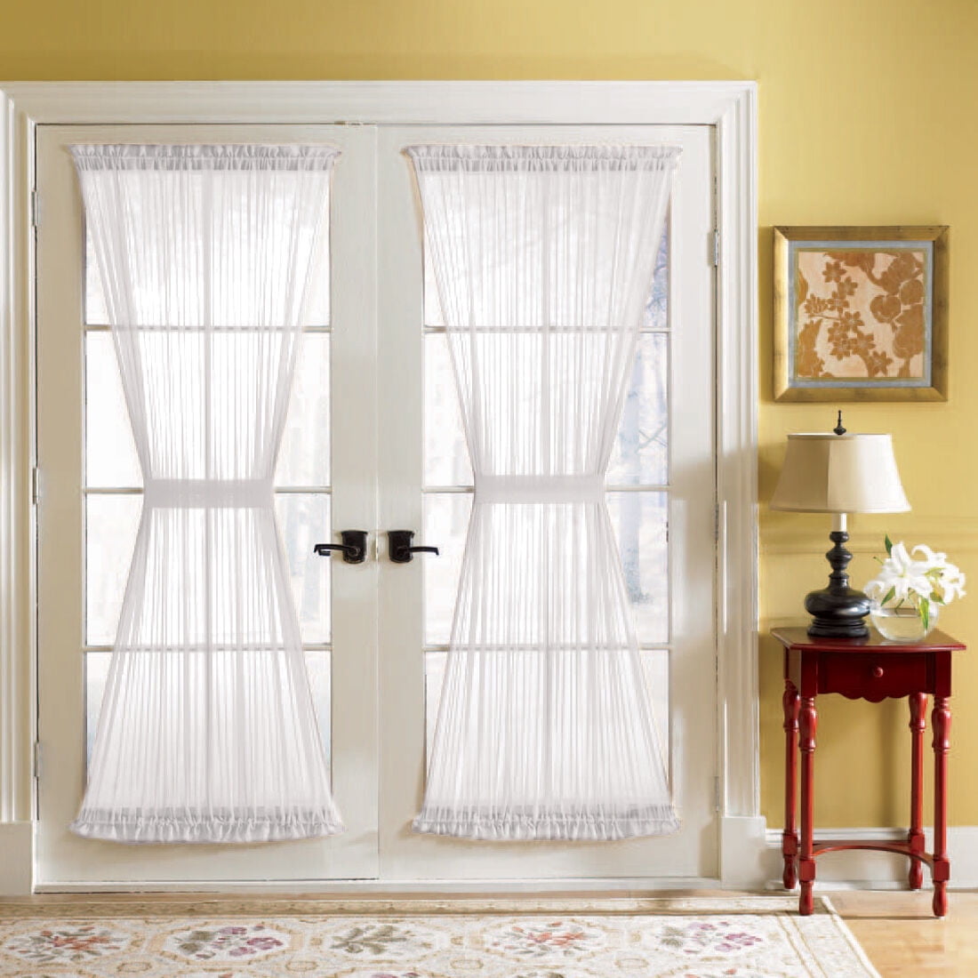 BrylaneHome BH Studio Sheer Voile Door Panel With Tiebacks - Walmart.com