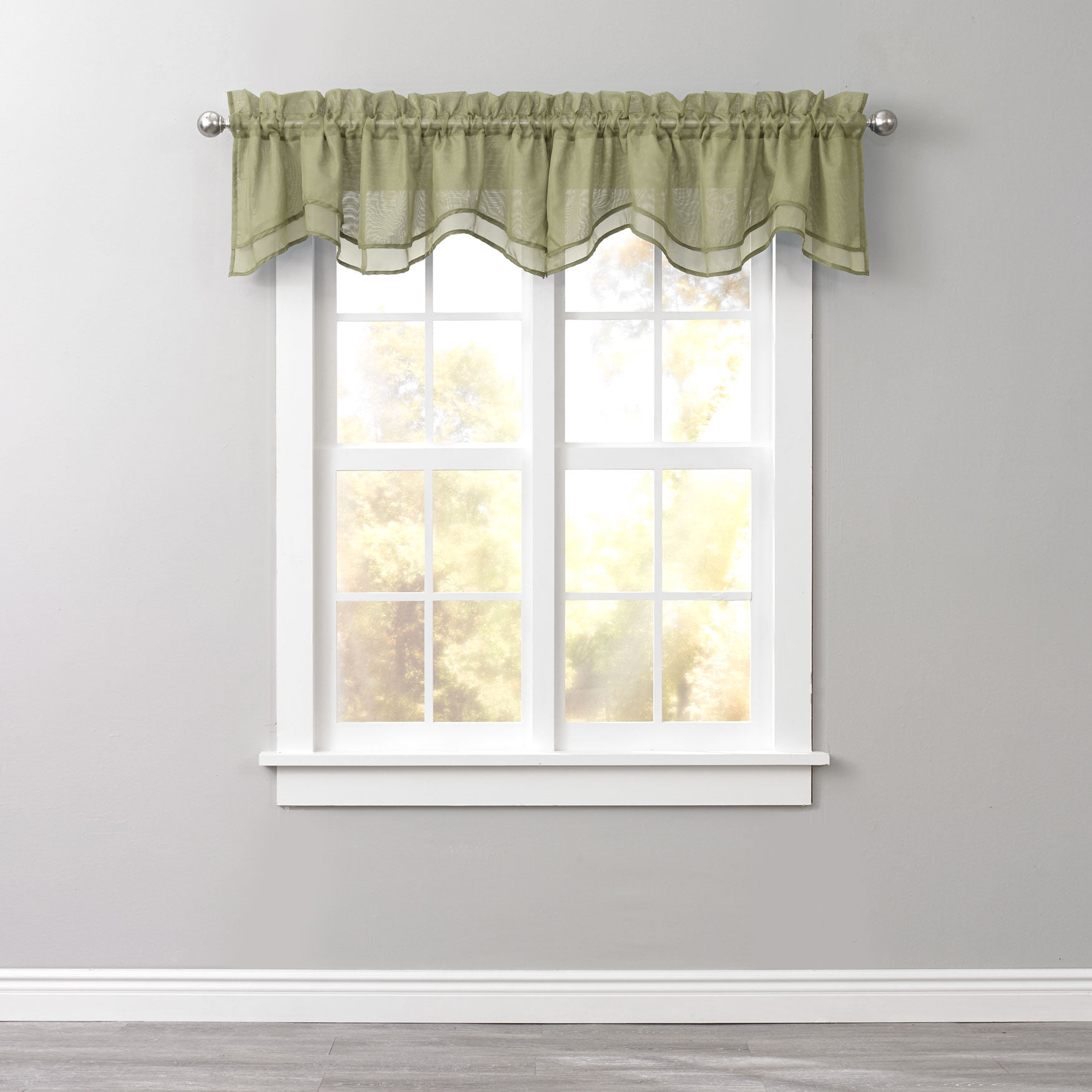 BrylaneHome BH Studio Sheer Voile Layered Valance - Walmart.com