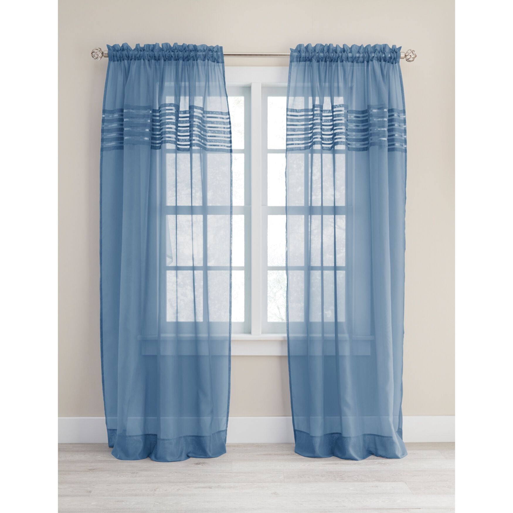 BrylaneHome BH Studio Sheer Voile Pleated Rod-Pocket Panel - Walmart.com