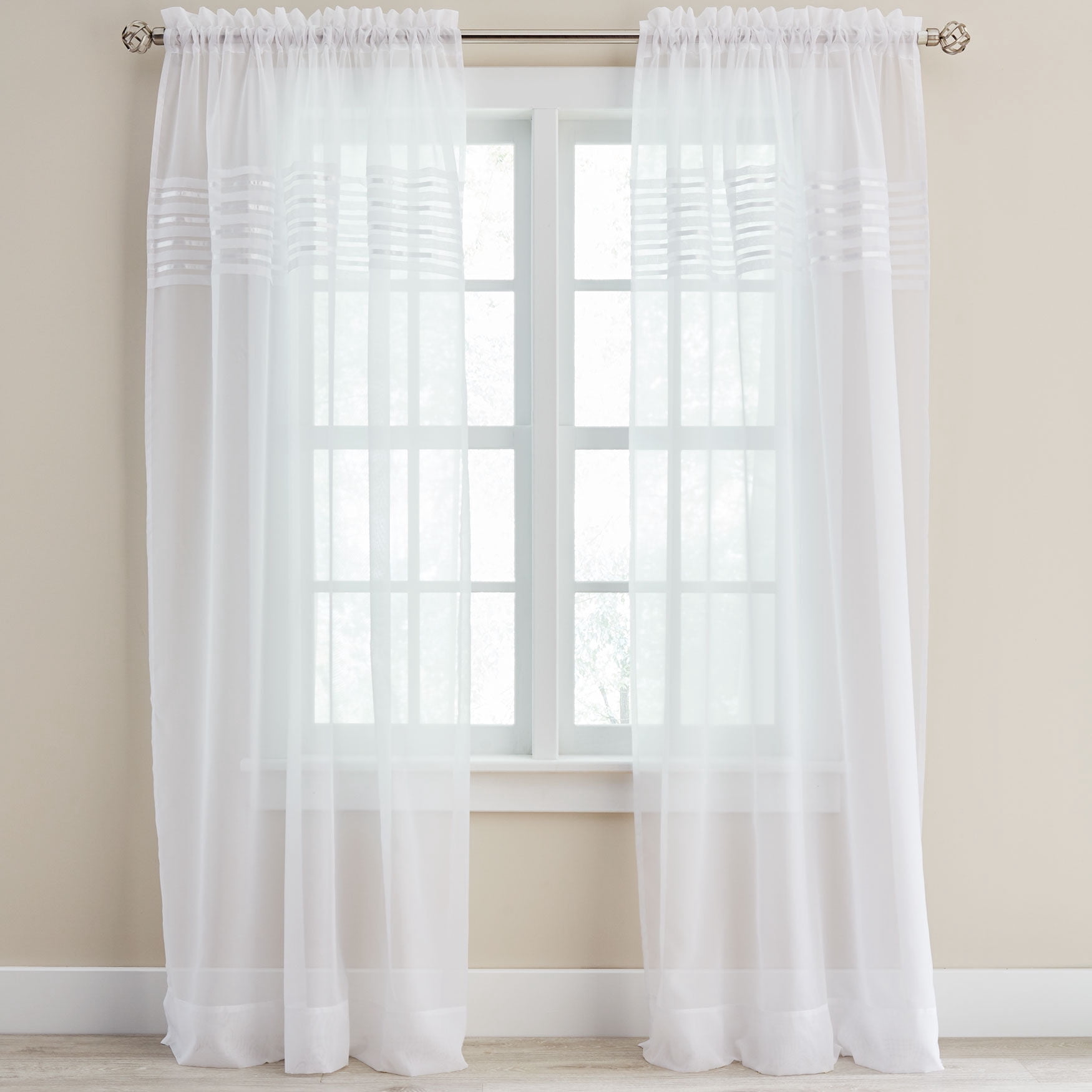 BrylaneHome BH Studio Sheer Voile Pleated Rod-Pocket Panel - Walmart.com