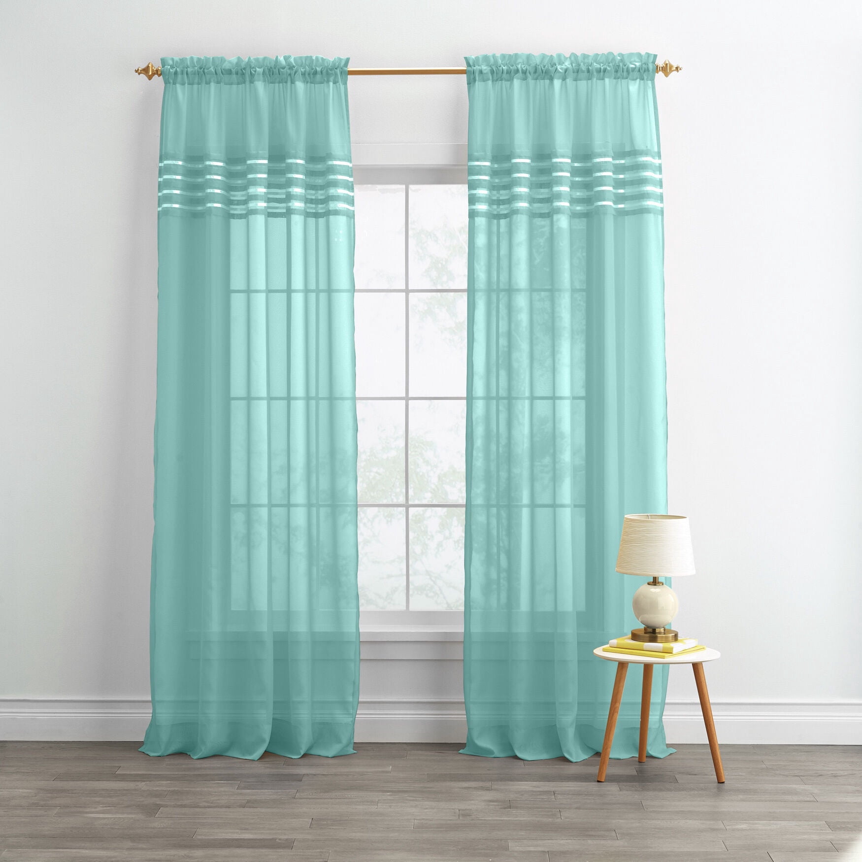BrylaneHome BH Studio Sheer Voile Pleated Rod-Pocket Panel - Walmart.com