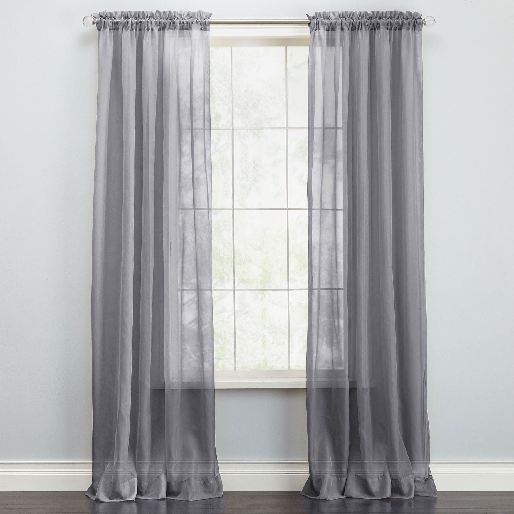 BrylaneHome BH Studio Sheer Voile Rod-Pocket Panel Pair - Walmart.com