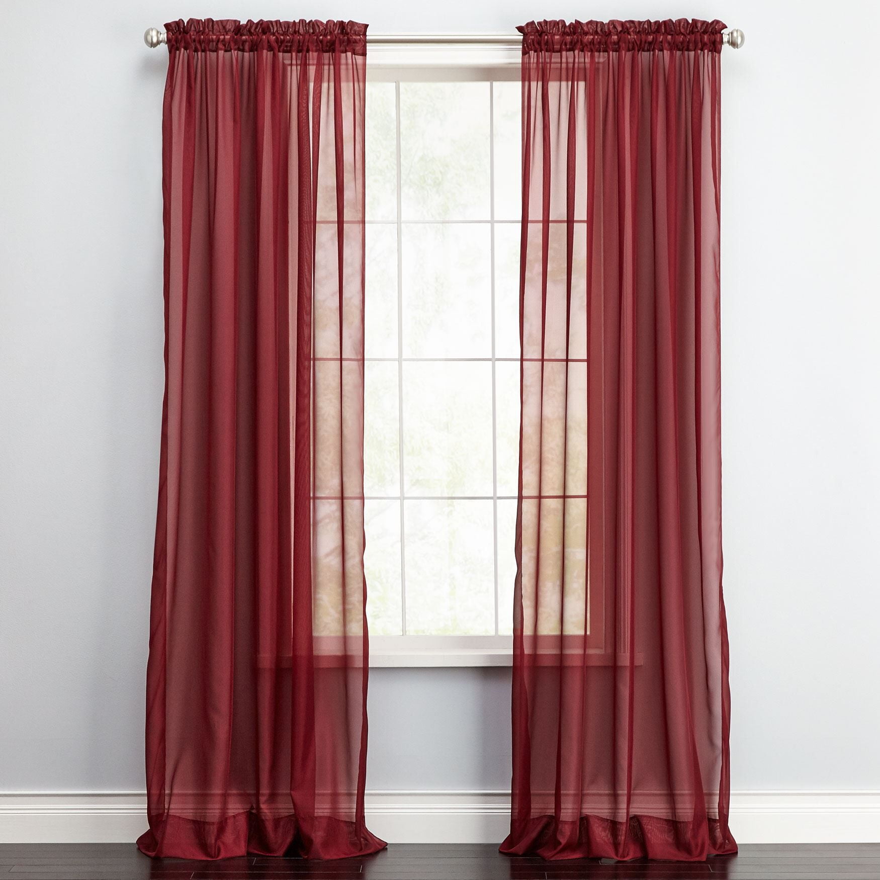 BrylaneHome BH Studio Sheer Voile Rod-Pocket Panel Pair - Walmart.com