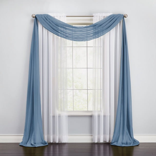 BrylaneHome BH Studio Sheer Voile Scarf Valance - Walmart.com