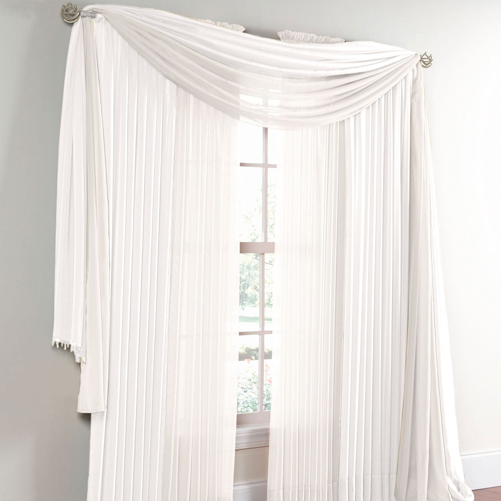 BrylaneHome BH Studio Sheer Voile Scarf Valance - Walmart.com