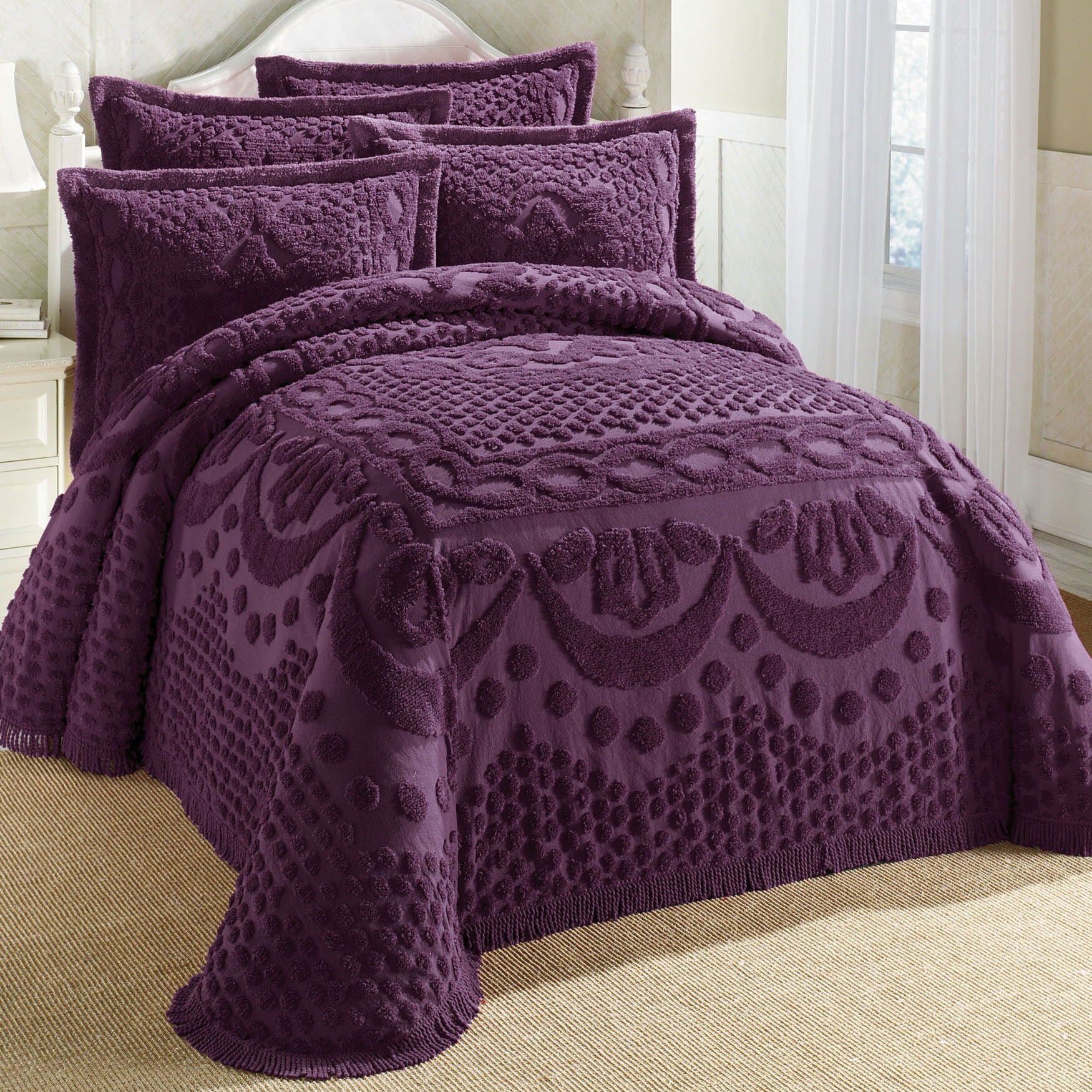BrylaneHome Bedding Lightweight All Season Georgia Chenille Bedspread Ultra-Soft 100% Cotton ...