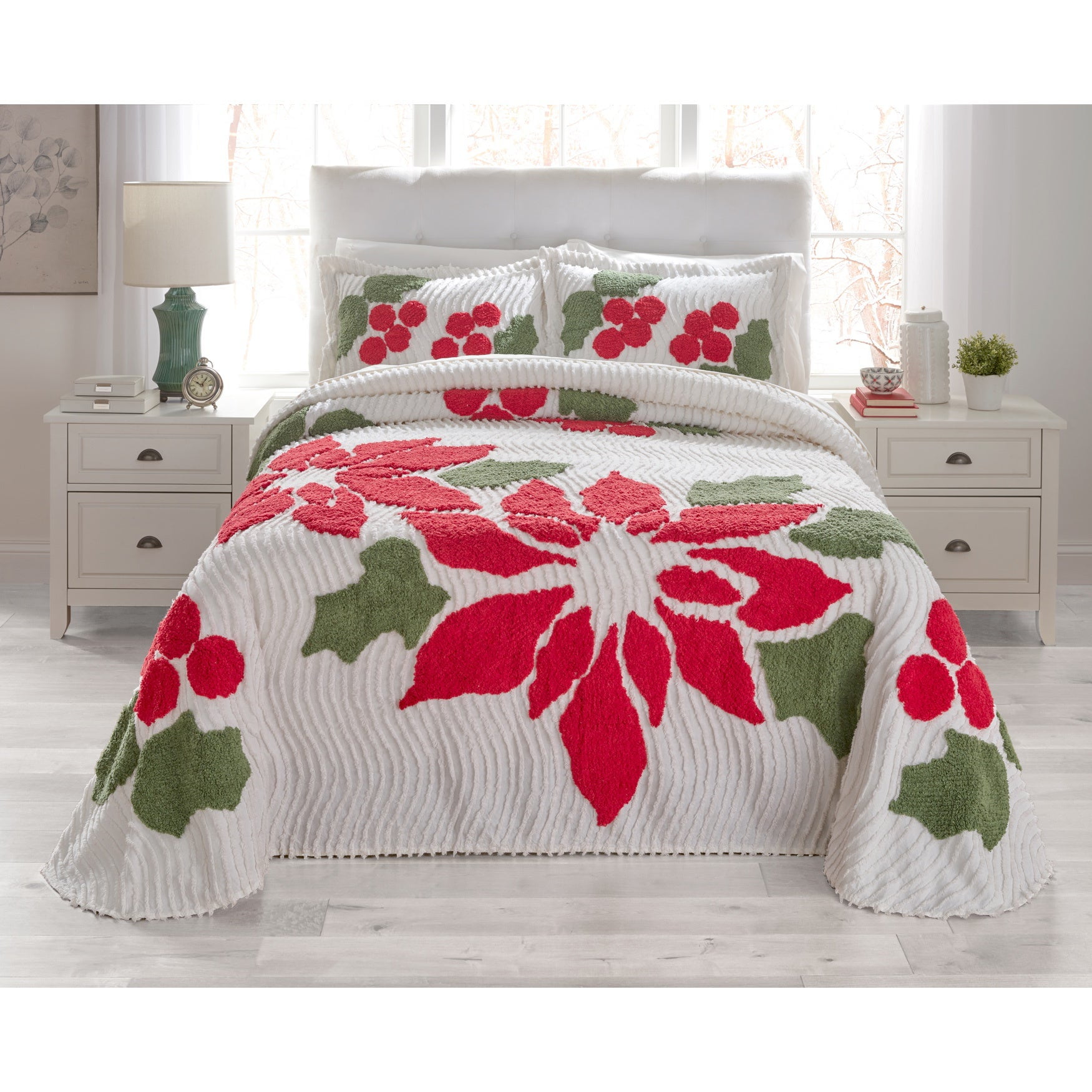 BrylaneHome Bedding Oversized Cotton Bloom Chenille Bedspread Floral ...