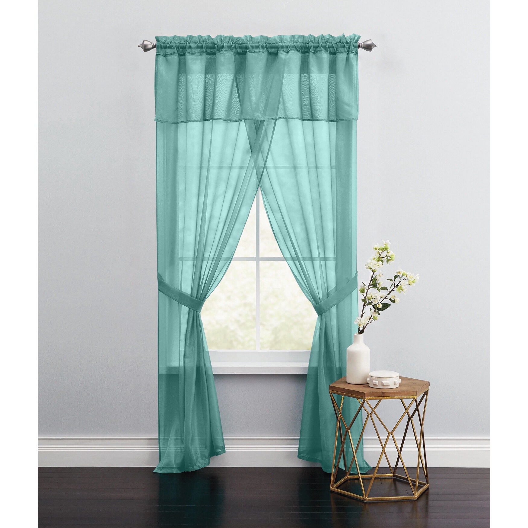 BrylaneHome BH Studio Sheer Voile 5 Piece One-Rod Curtain Set - Walmart.com