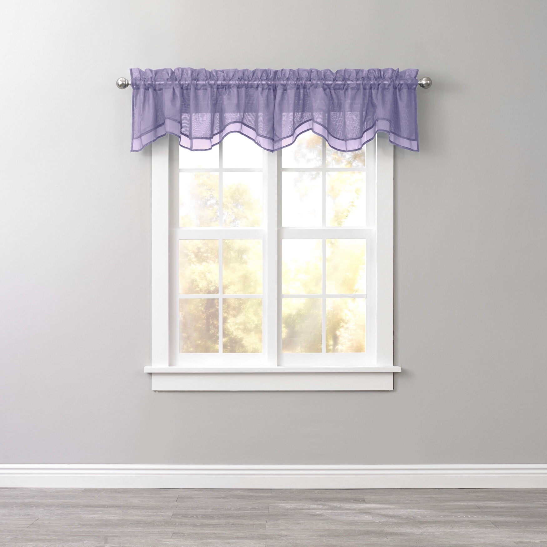 BrylaneHome BH Studio Sheer Voile Layered Valance - Walmart.com