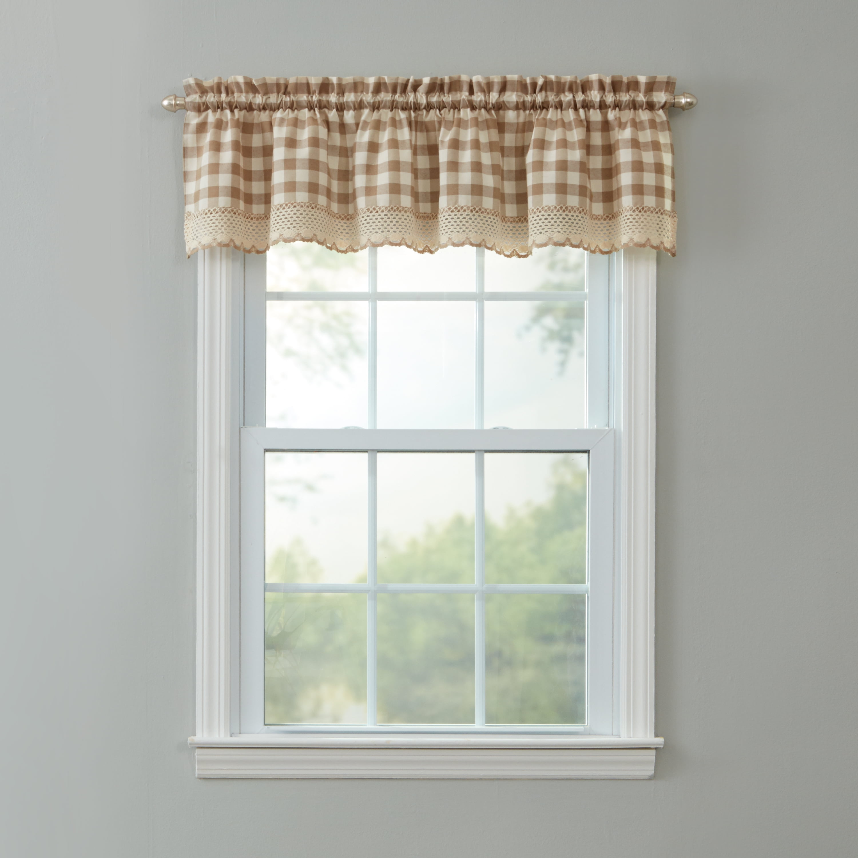 BrylaneHome Buffalo Check Rod-Pocket Valance - Walmart.com