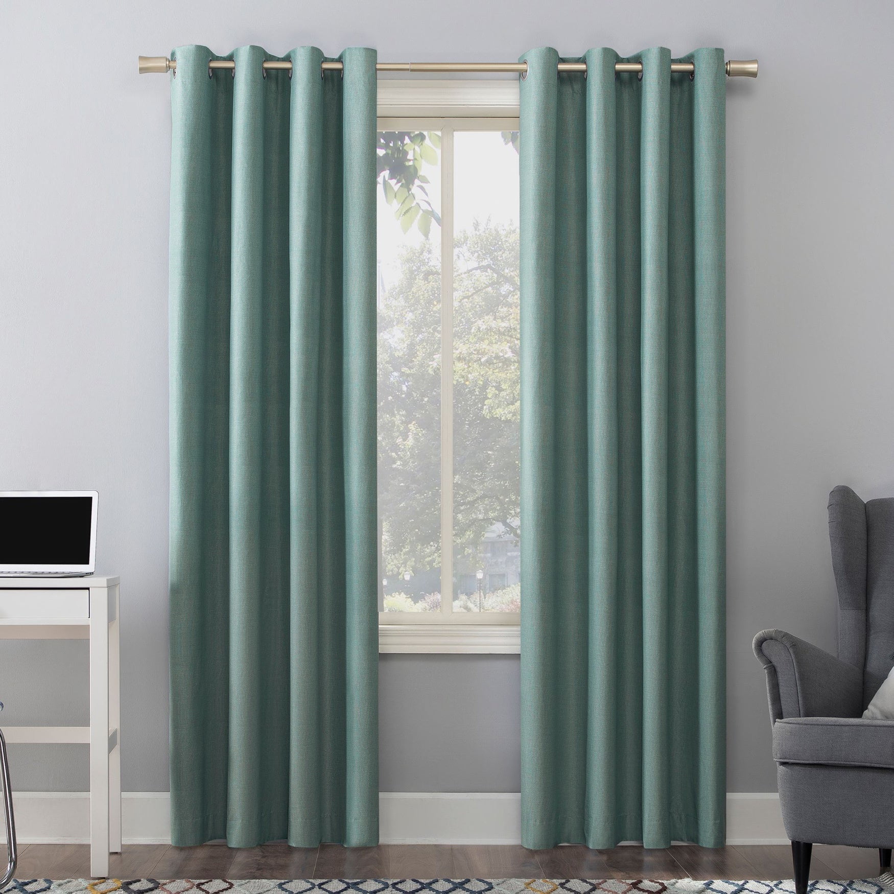 BrylaneHome Sun Zero Cameron Texture Grommet Window Panel - Walmart.com