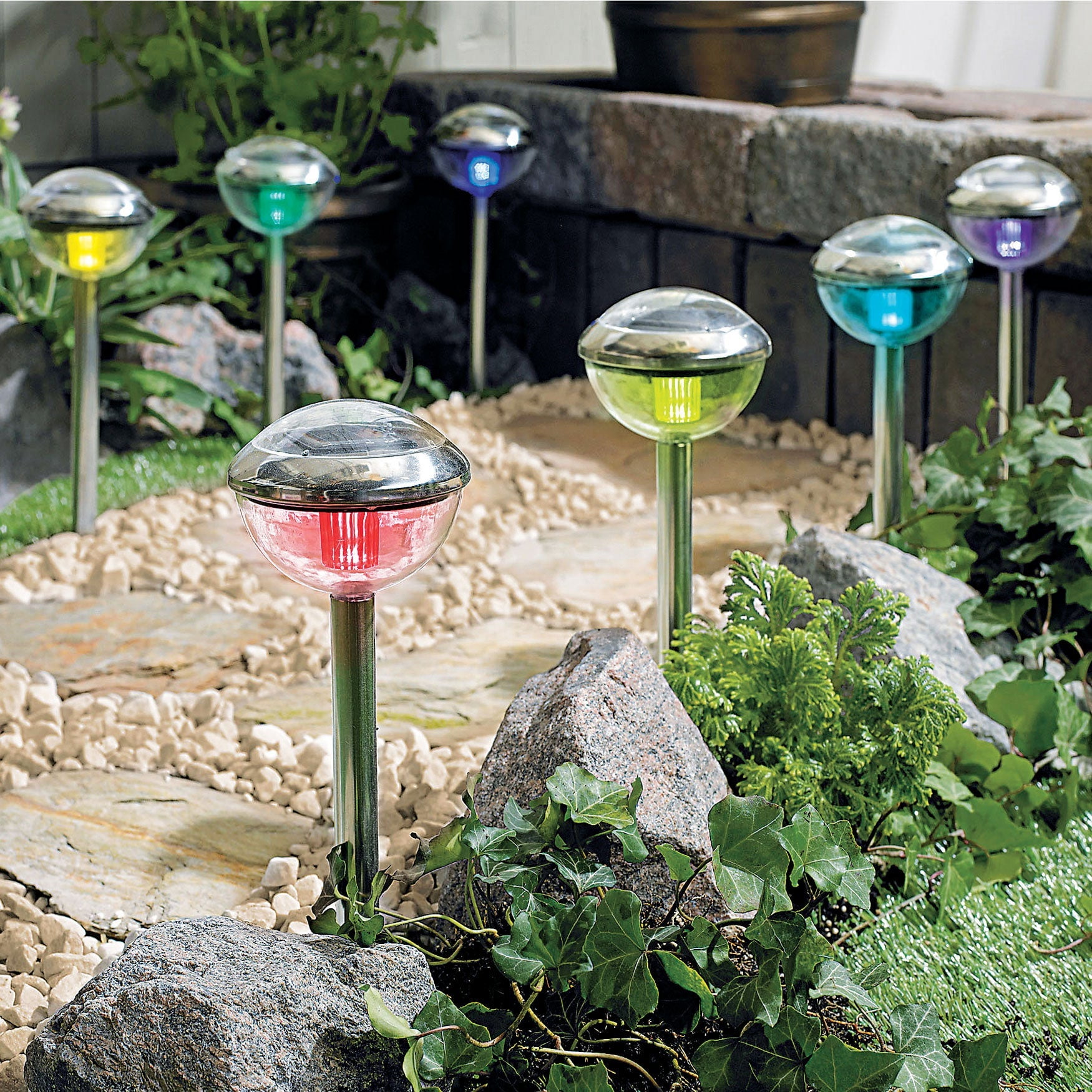 BrylaneHome Color Changing Solar Lights, Set Of 8 - Walmart.com